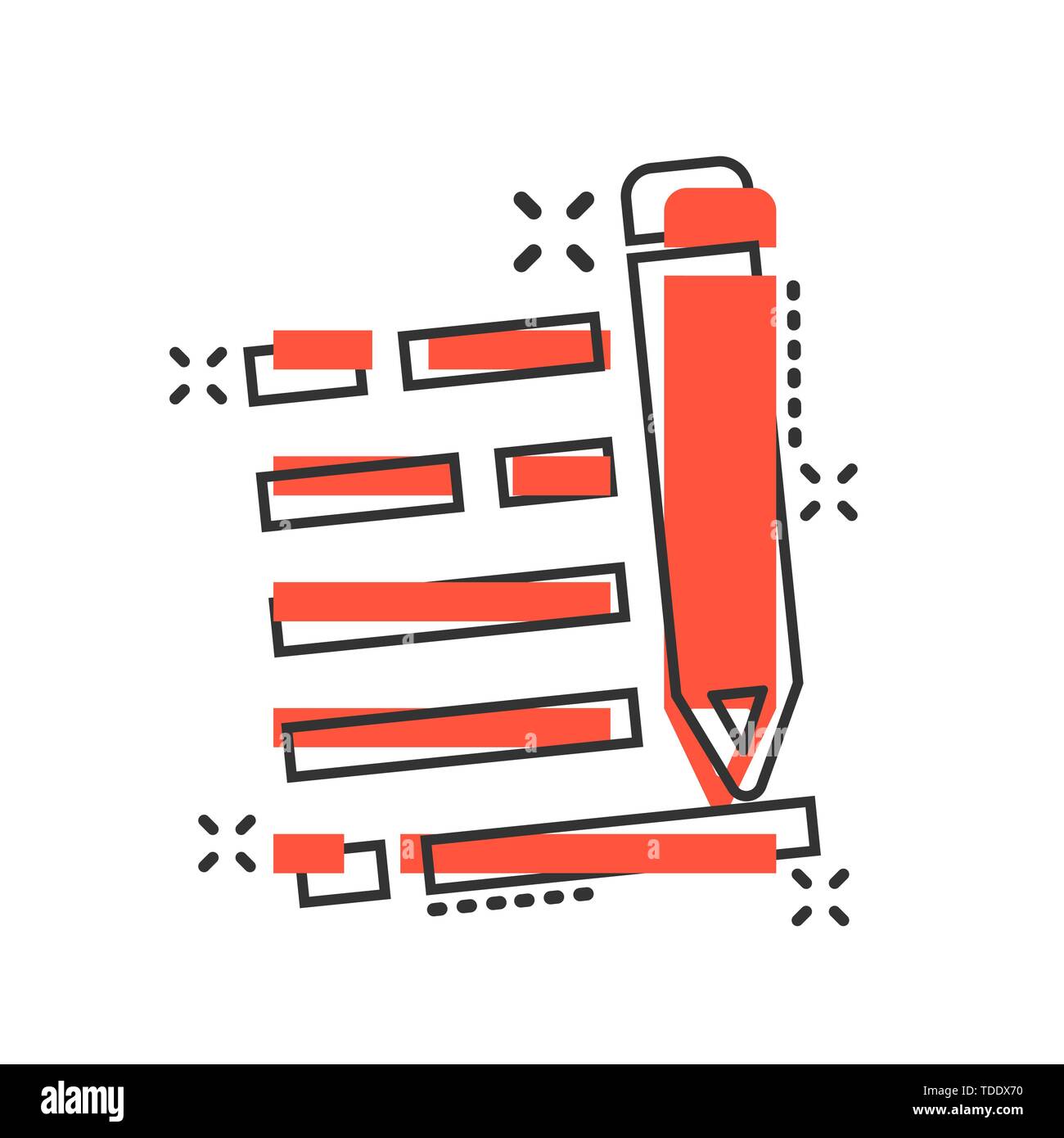 Pencil notepad icon in comic style. Document write vector cartoon ...