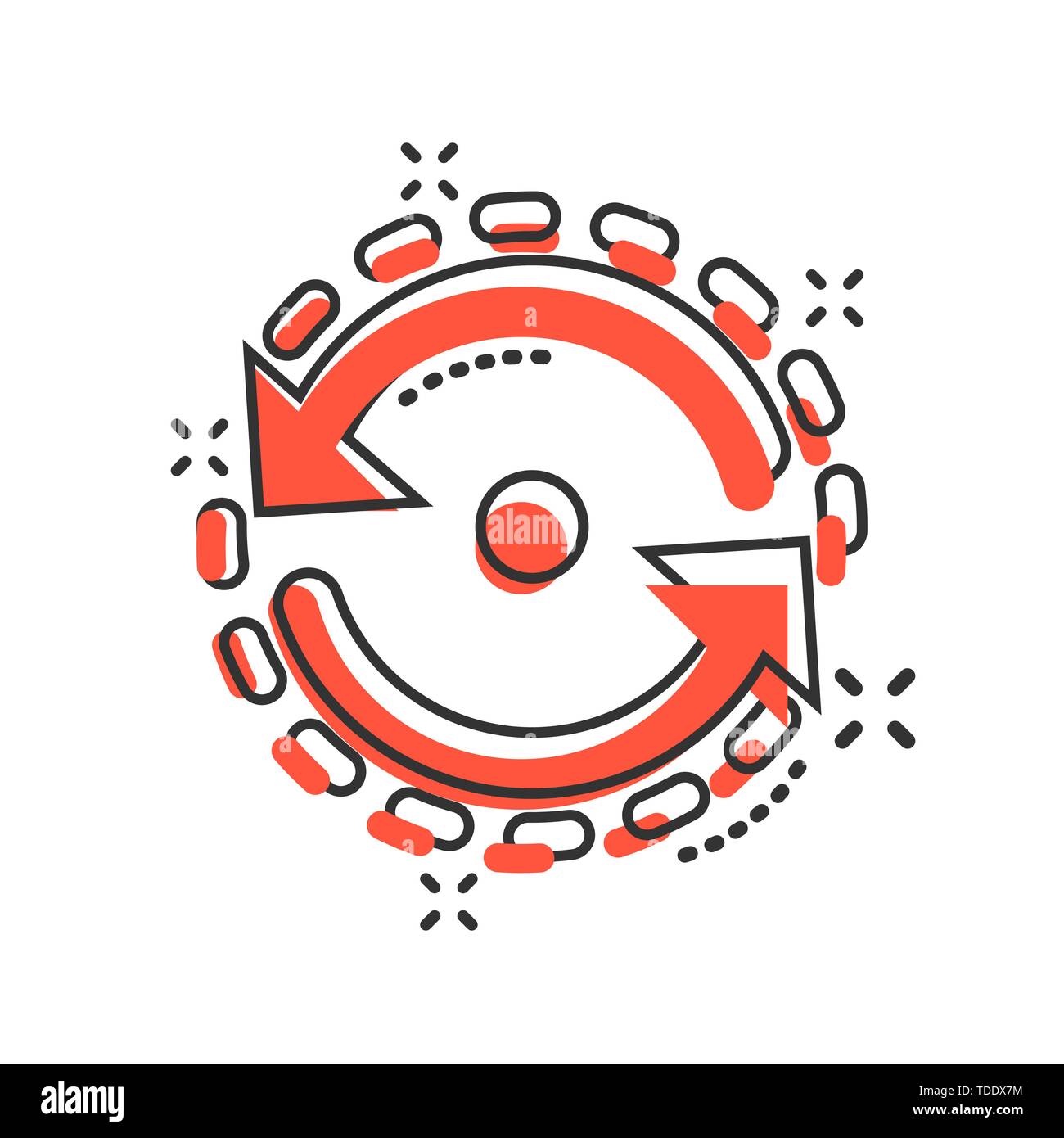 Oval with arrows icon in comic style. Consistency repeat vector cartoon ...