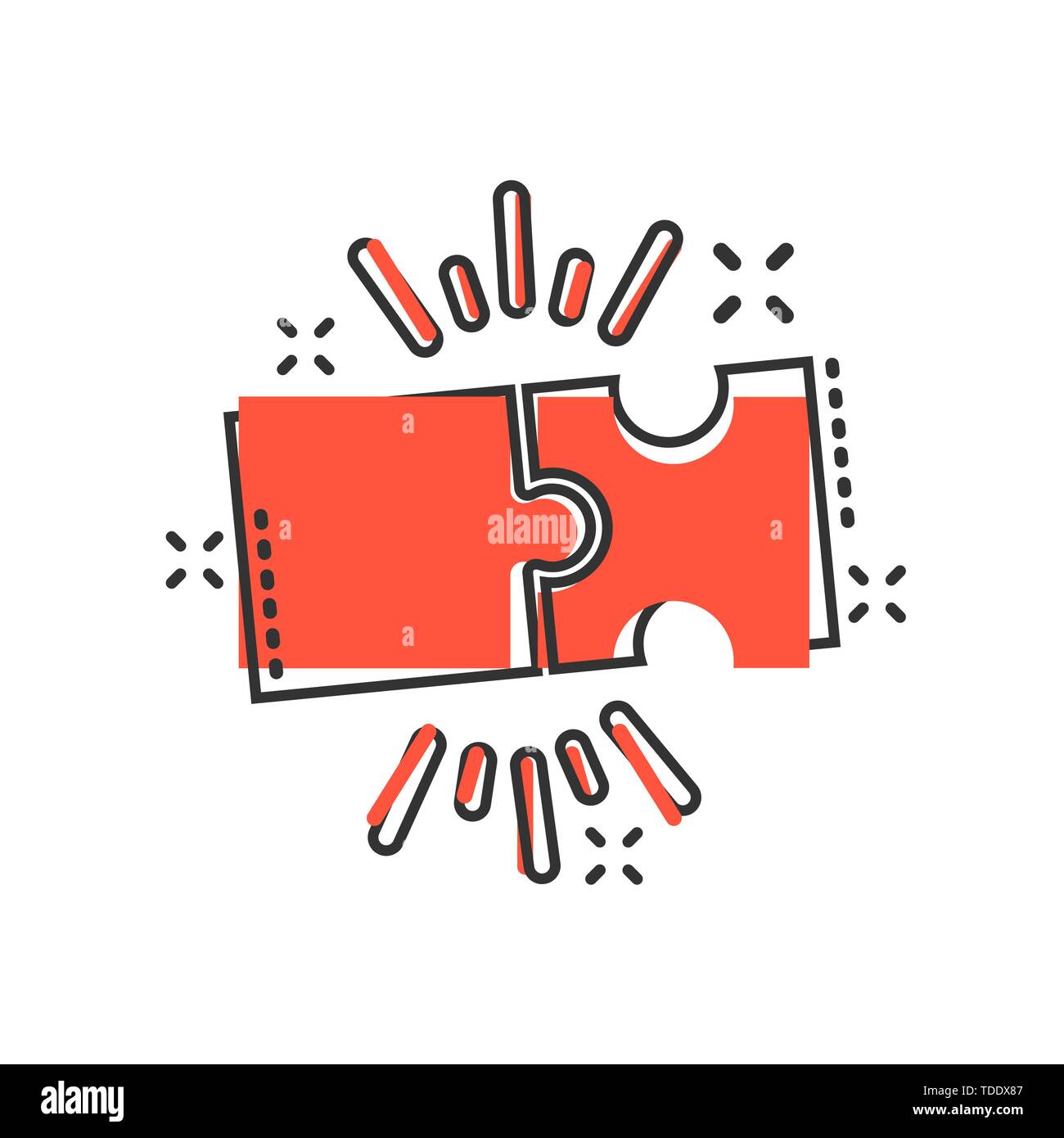 Puzzle compatible icon in comic style. Jigsaw agreement vector cartoon ...