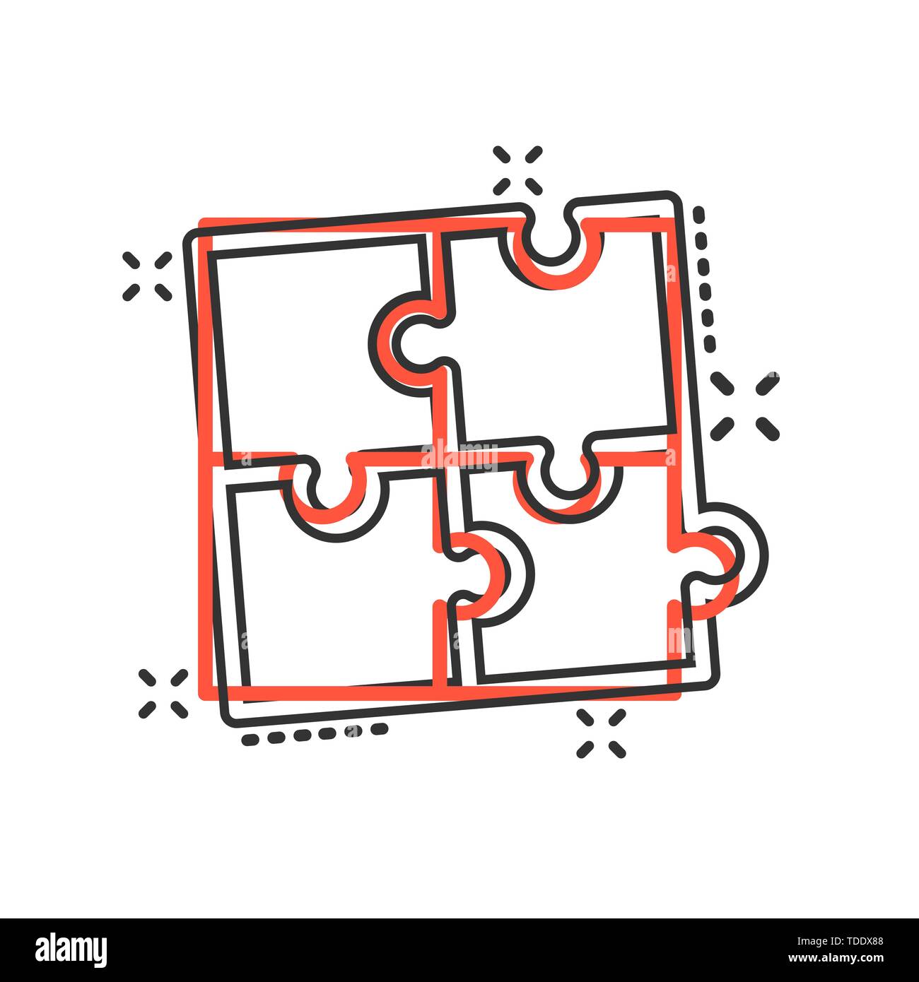 Puzzle compatible icon in comic style. Jigsaw agreement vector cartoon ...