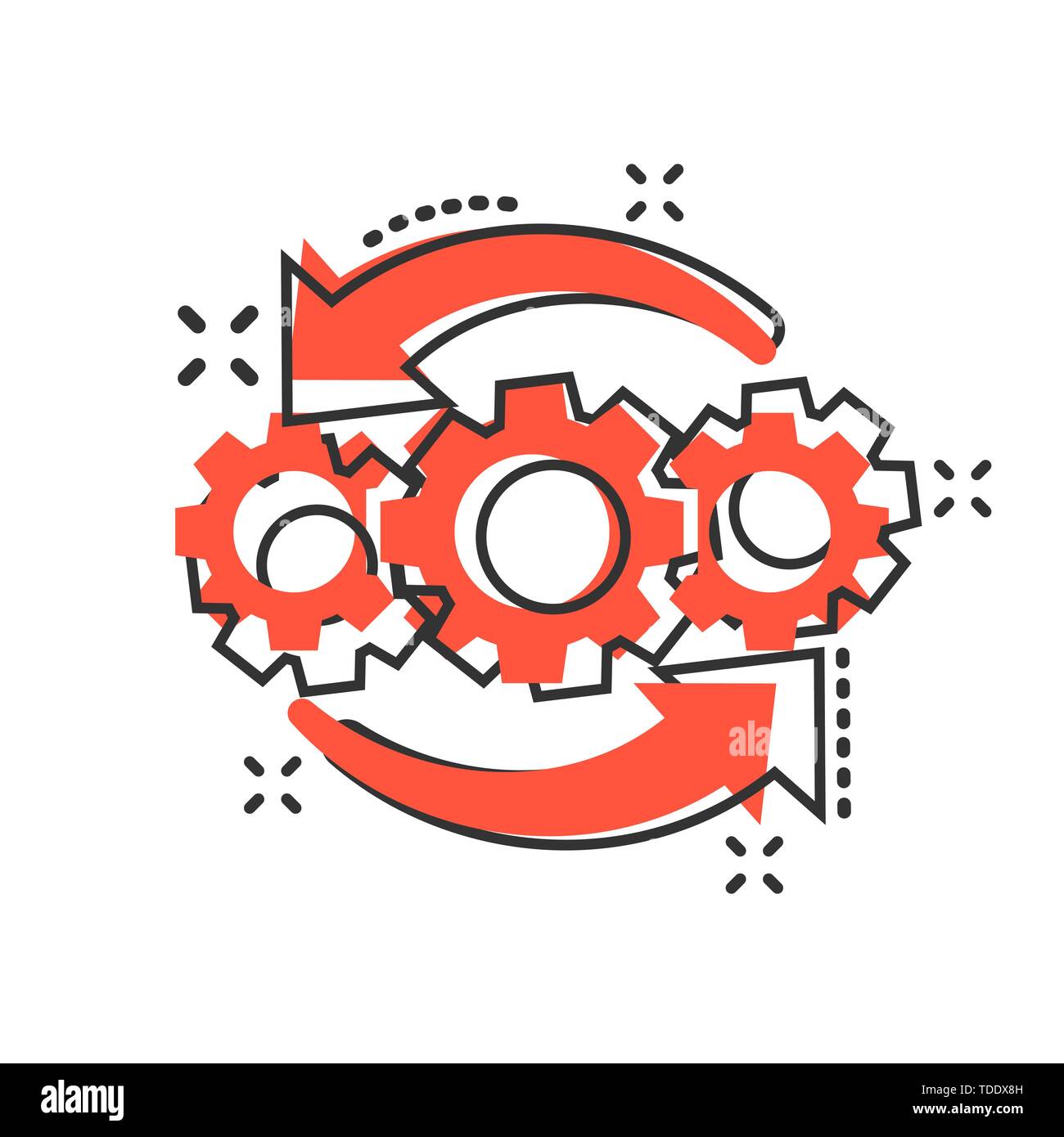 Operation project icon in comic style. Gear process vector cartoon ...
