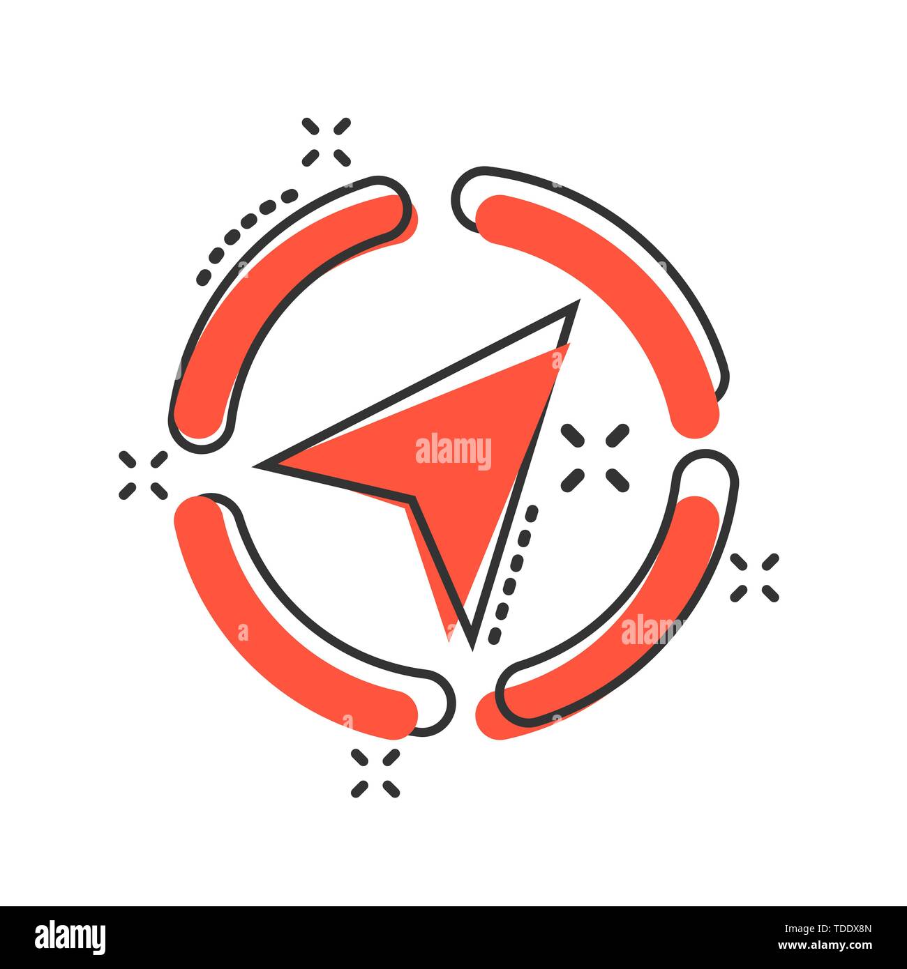 Global navigation icon in comic style. Compass gps vector cartoon ...