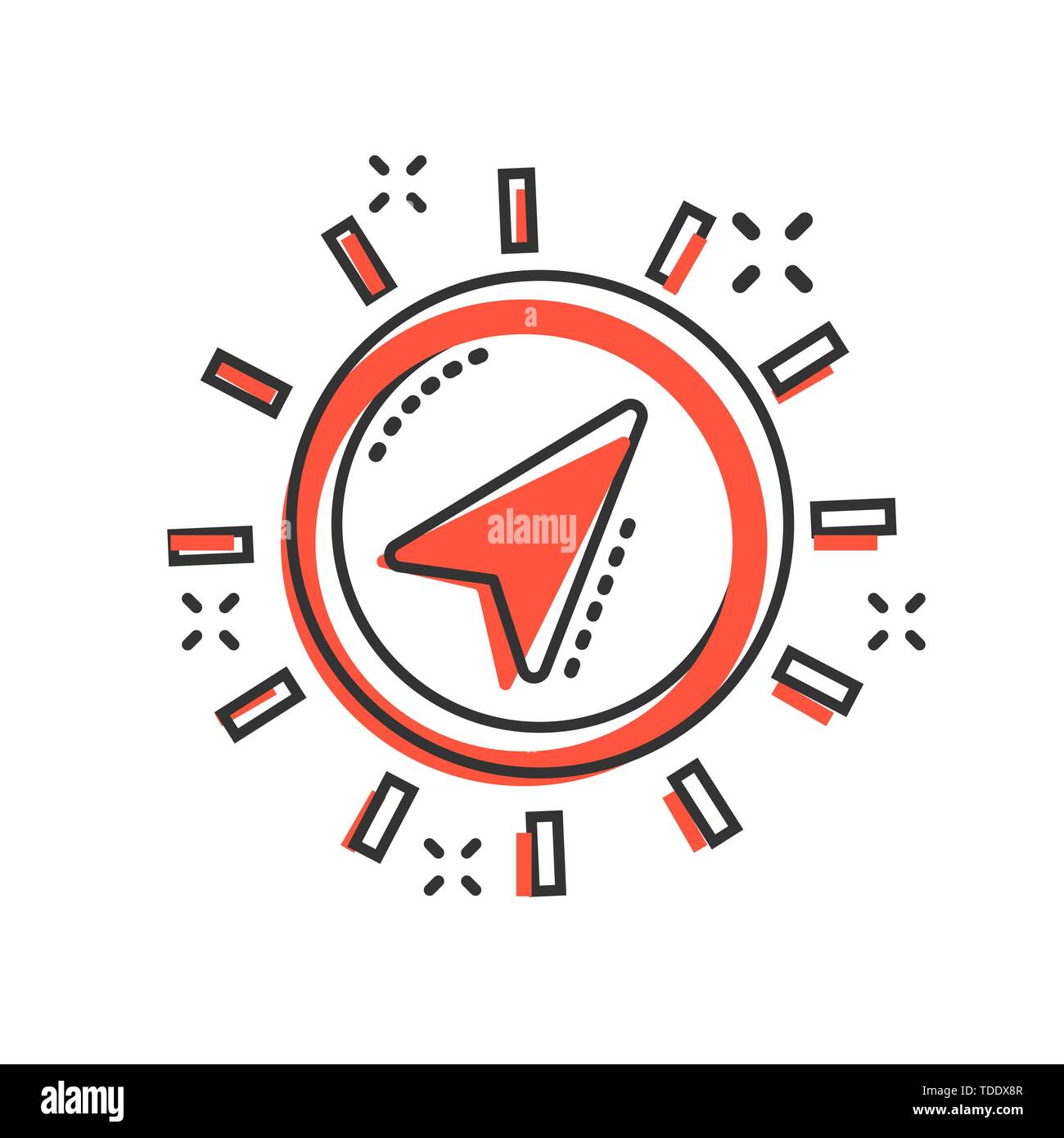 Global navigation icon in comic style. Compass gps vector cartoon ...