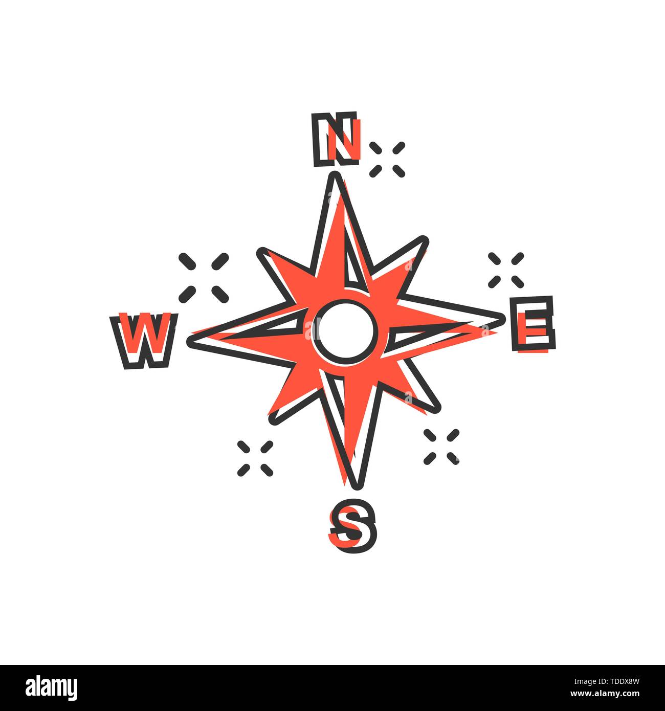Global navigation icon in comic style. Compass gps vector cartoon ...