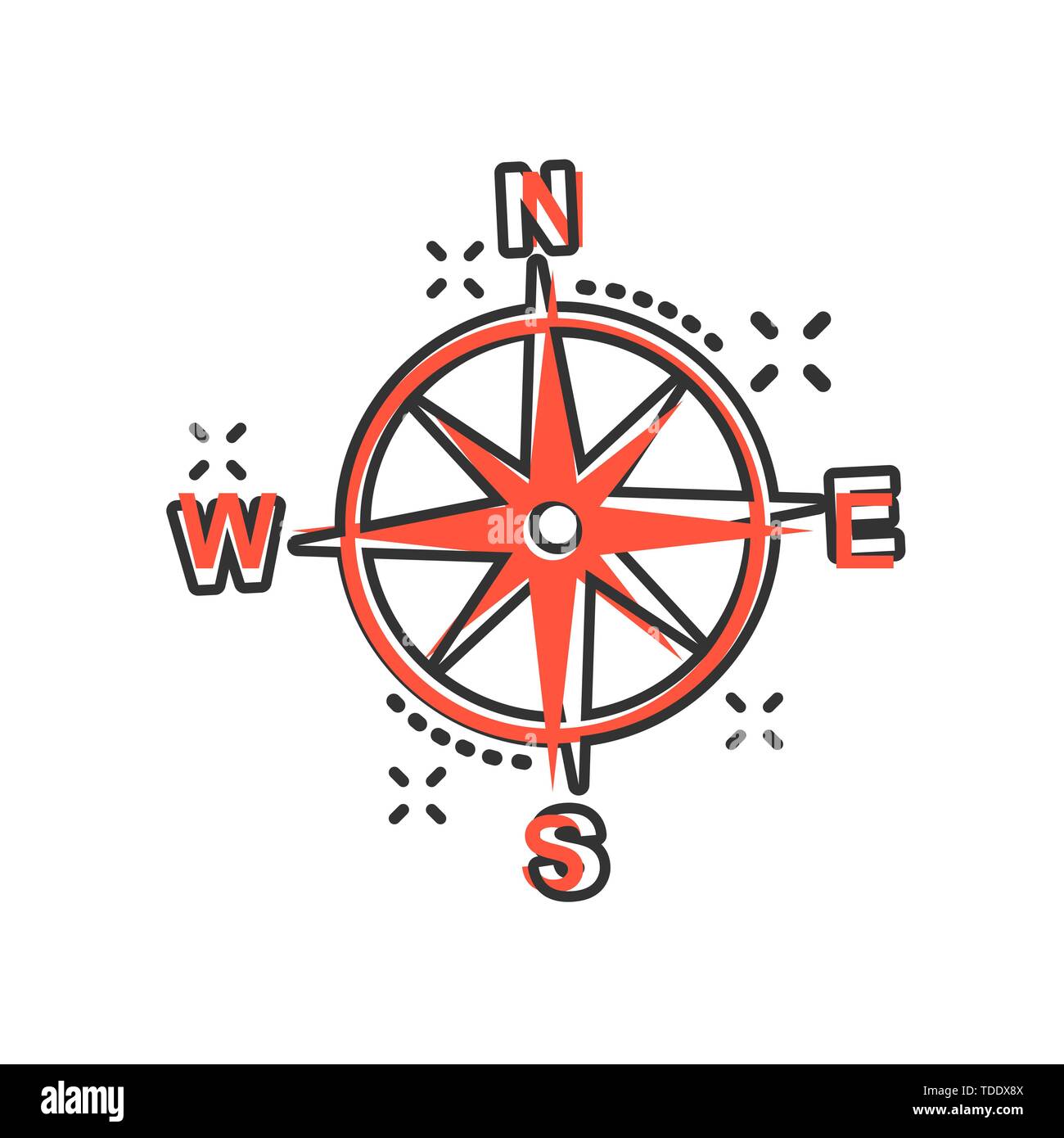 Global navigation icon in comic style. Compass gps vector cartoon ...