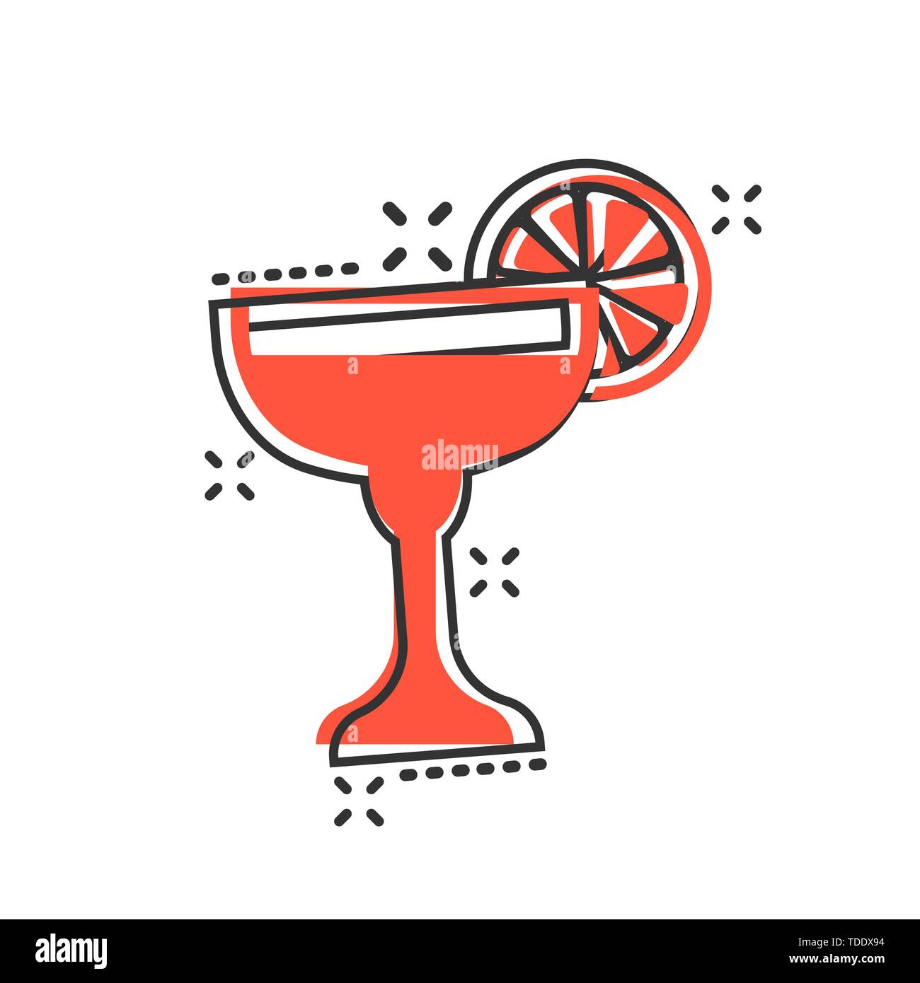 Alcohol cocktail icon in comic style. Drink glass vector cartoon ...