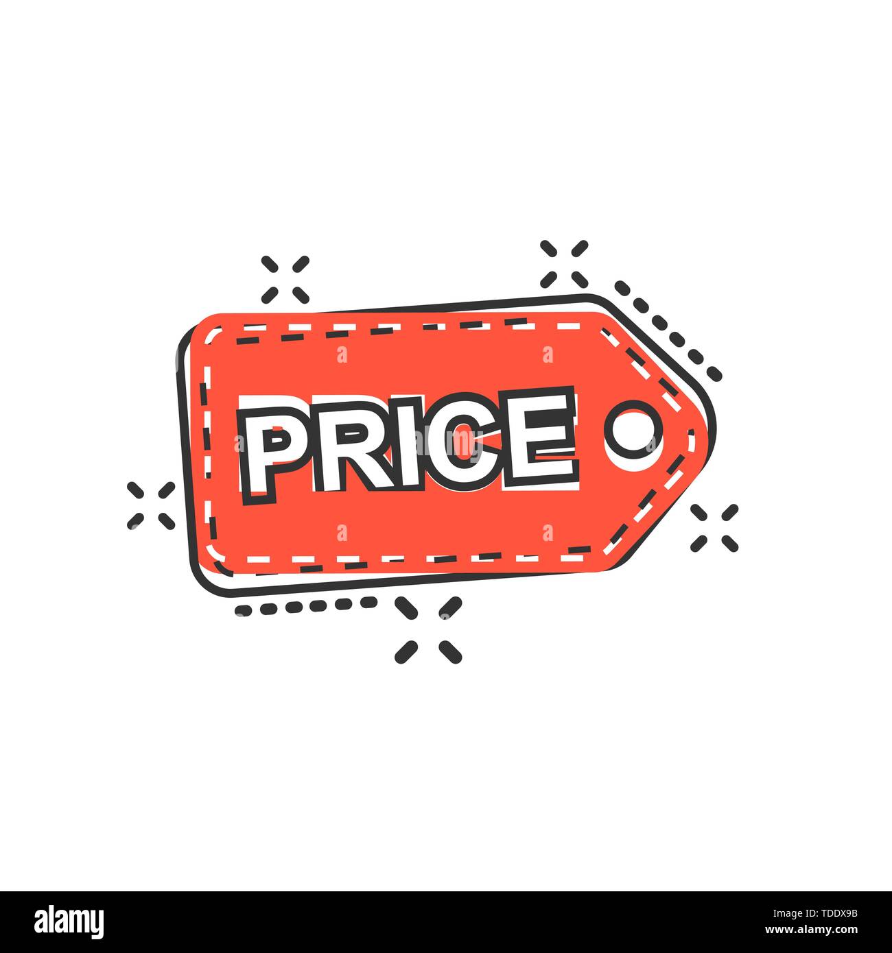Price coupon icon in comic style. Price tag vector cartoon illustration ...