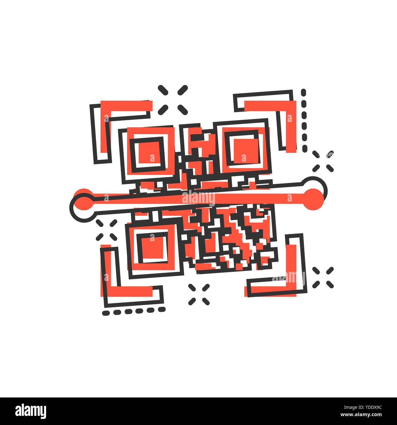 Qr code scan icon in comic style. Scanner id vector cartoon ...