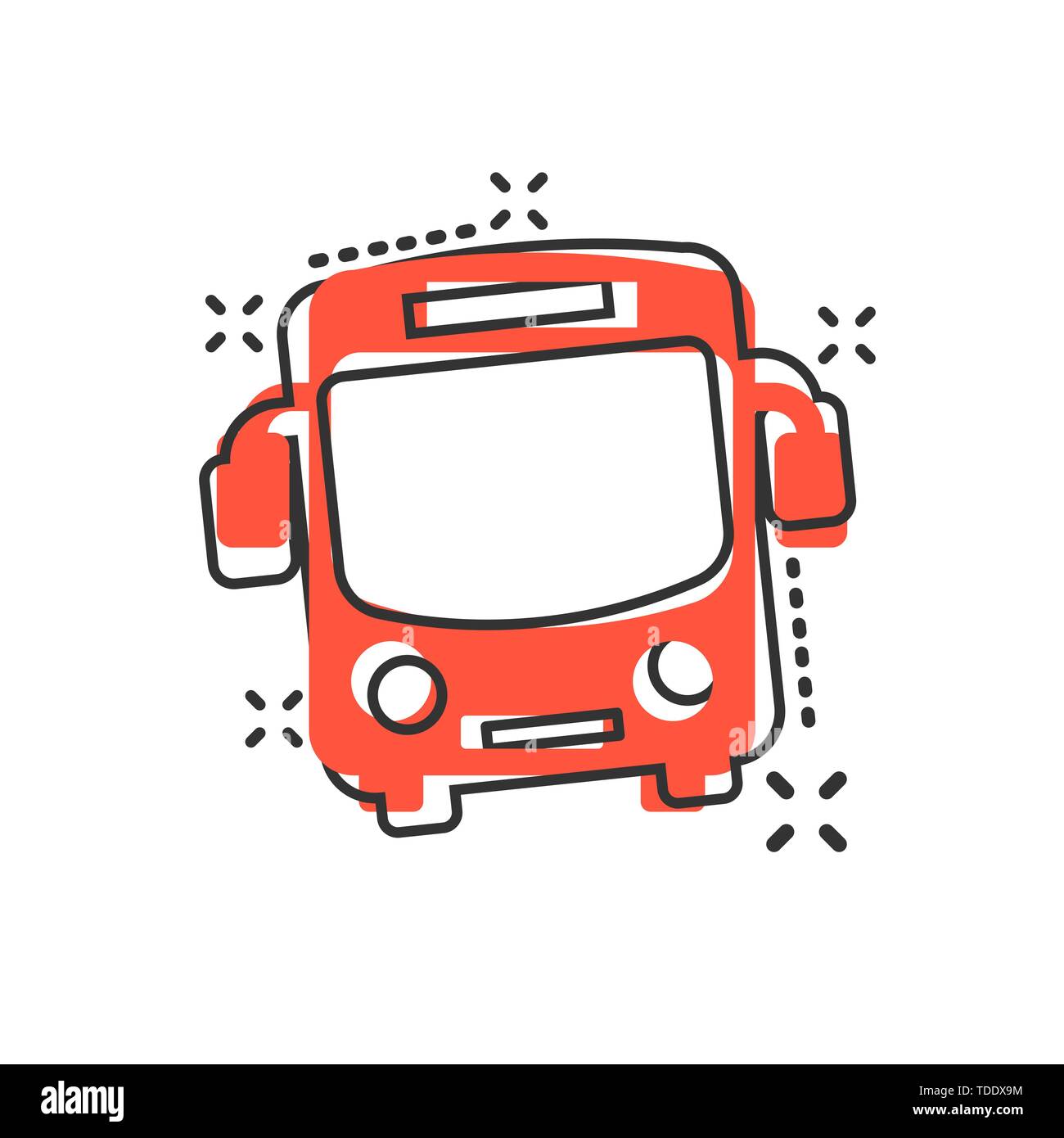 School bus icon in comic style. Autobus vector cartoon illustration on ...