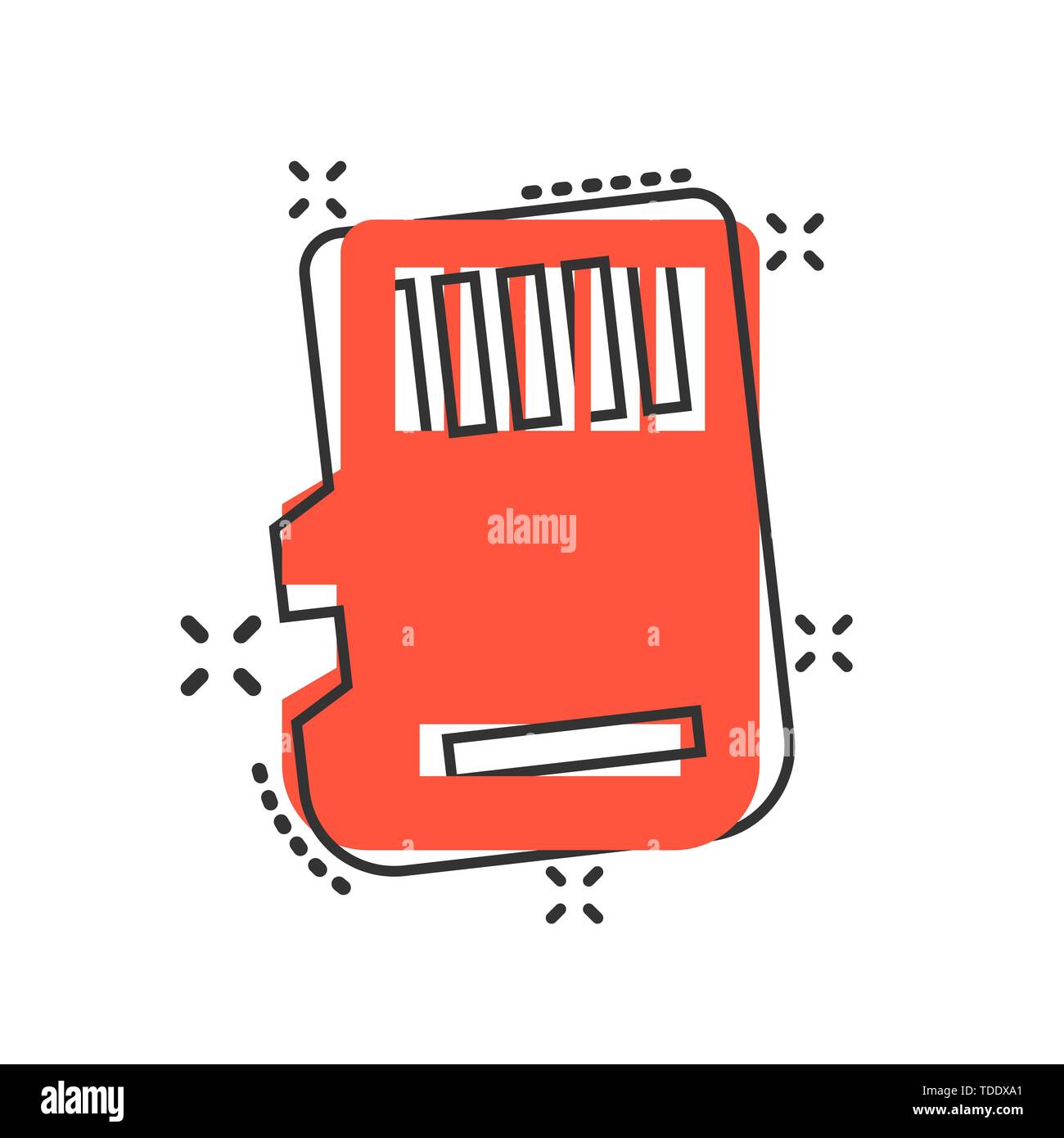 Micro SD card icon in comic style. Memory chip vector cartoon ...