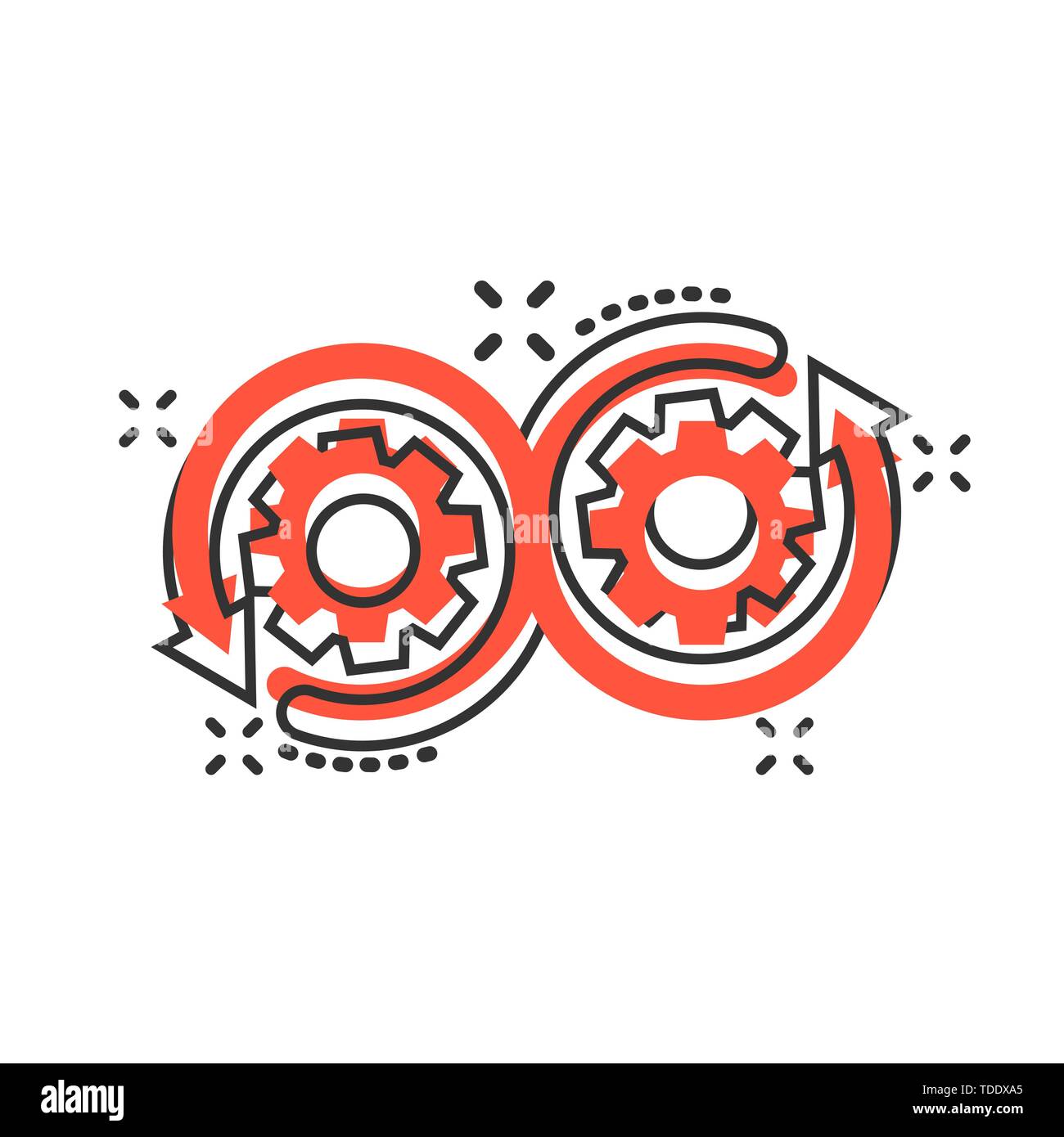 Development Icon In Comic Style Devops Vector Cartoon Illustration On