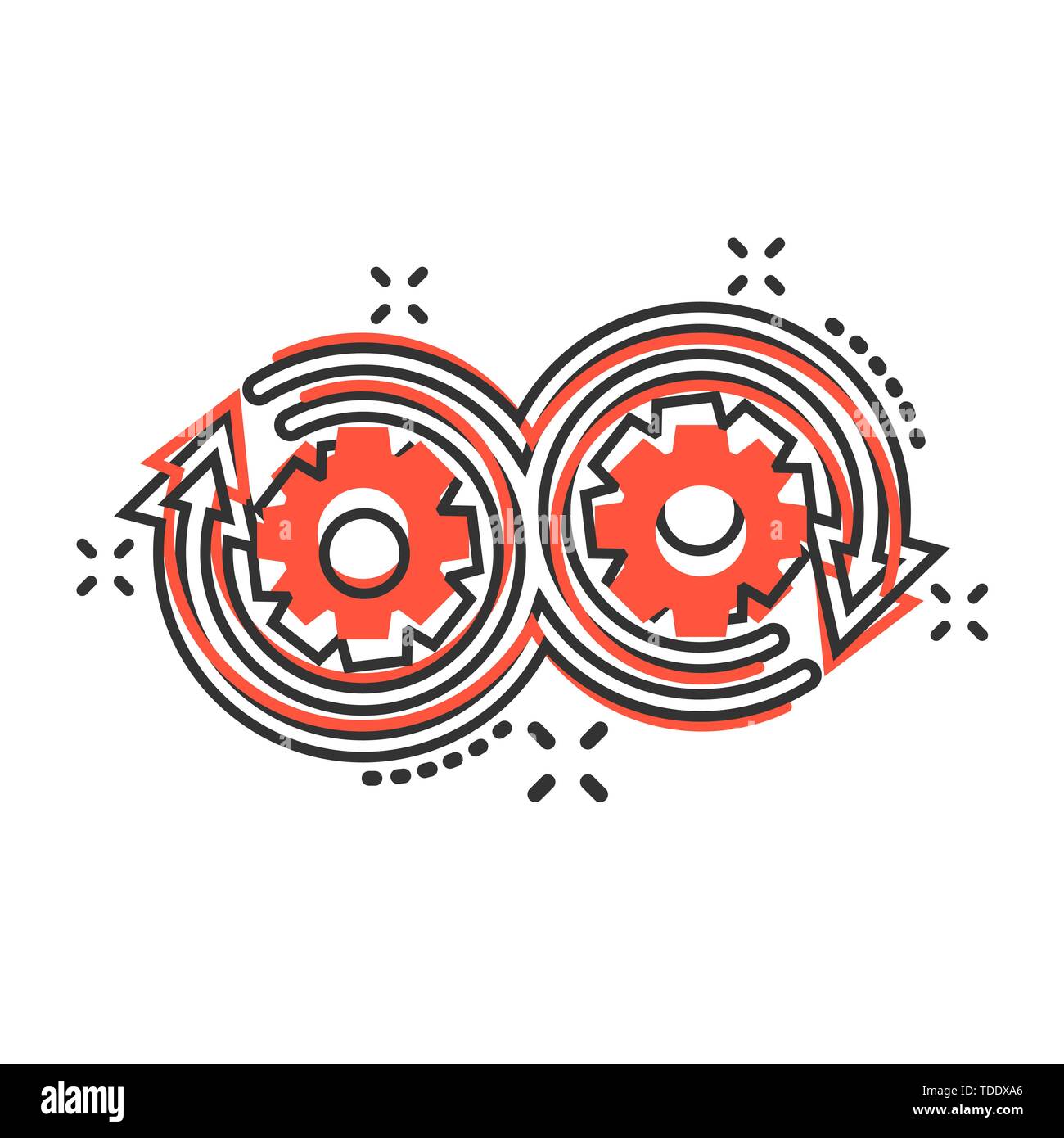 Development icon in comic style. Devops vector cartoon illustration on ...