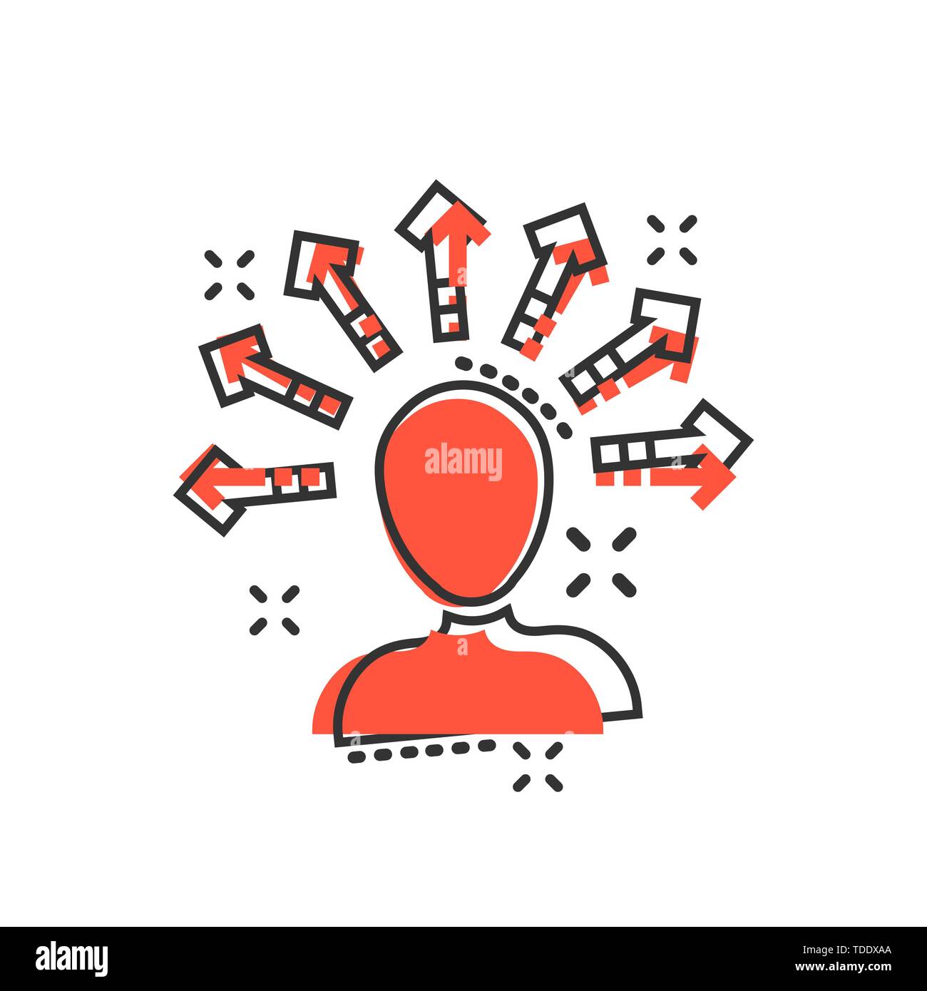 Mind awareness icon in comic style. Idea human vector cartoon ...