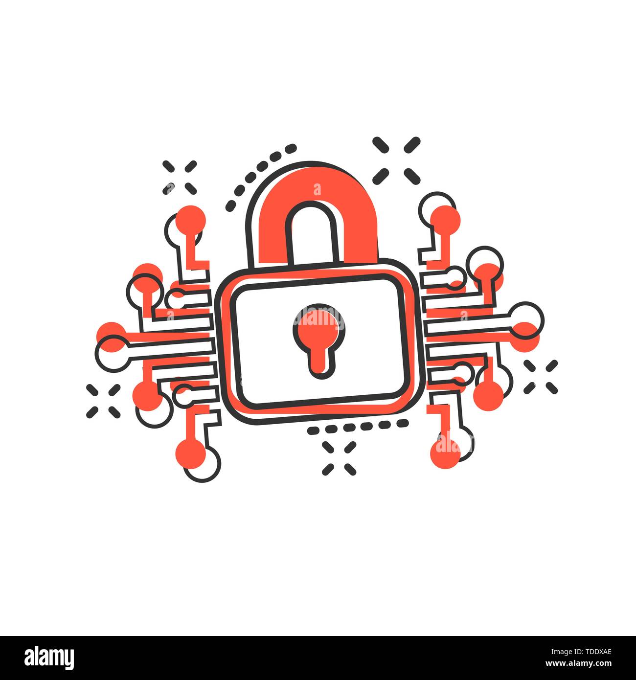 Cyber security icon in comic style. Padlock locked vector cartoon ...