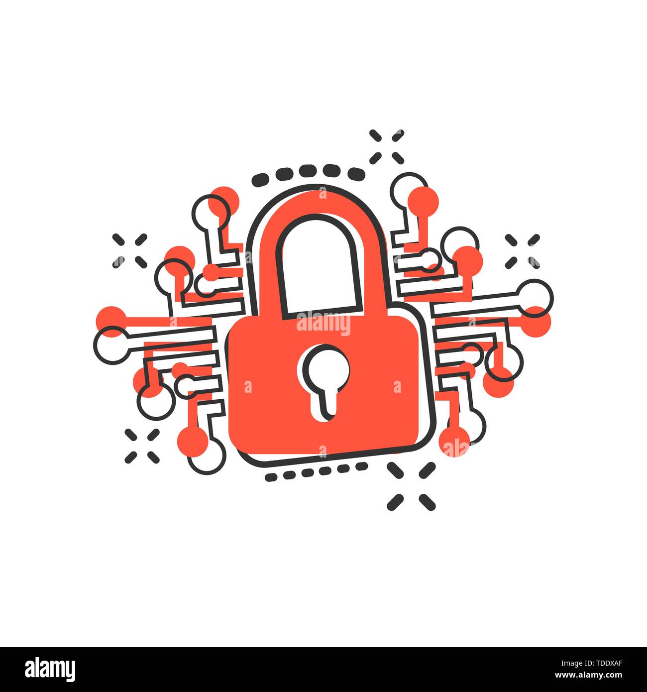 Cyber security icon in comic style. Padlock locked vector cartoon ...