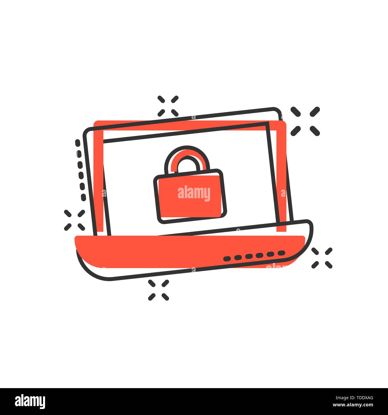 Cyber security icon in comic style. Padlock locked vector cartoon ...