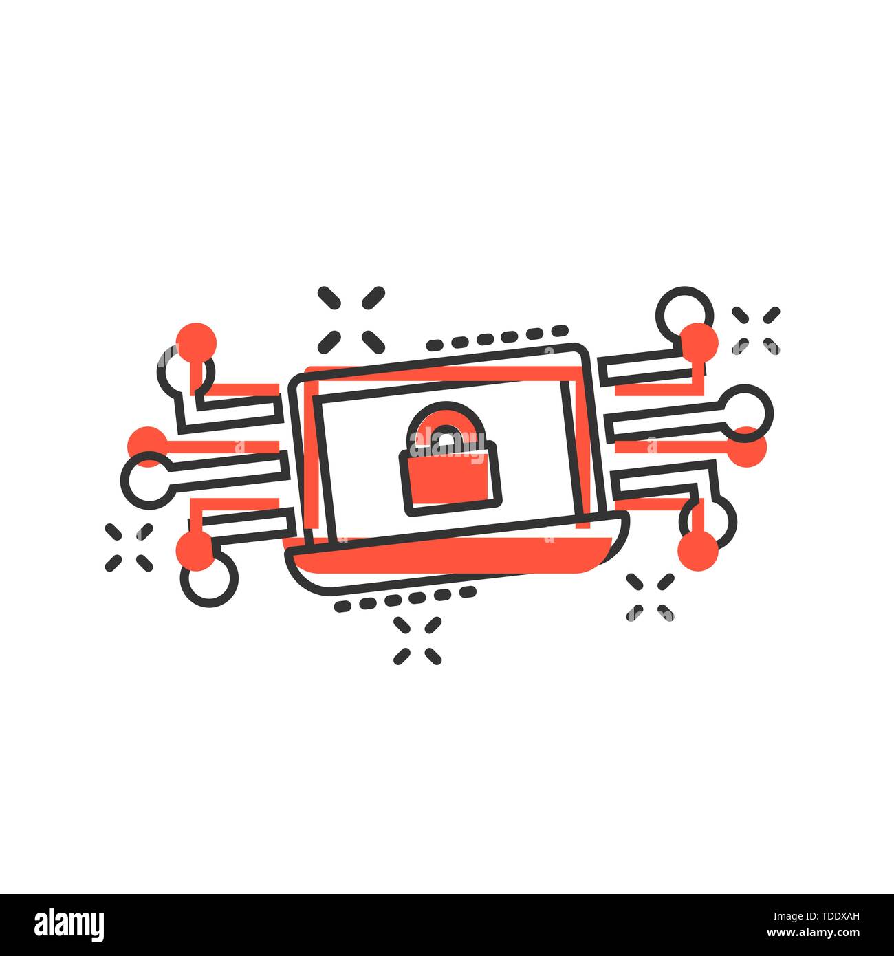 Cyber security icon in comic style. Padlock locked vector cartoon ...