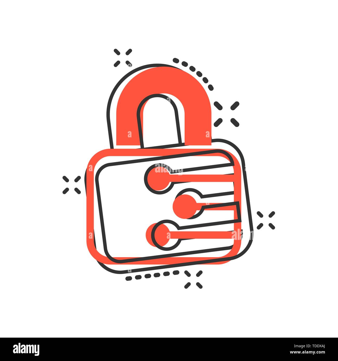 Cyber security icon in comic style. Padlock locked vector cartoon ...