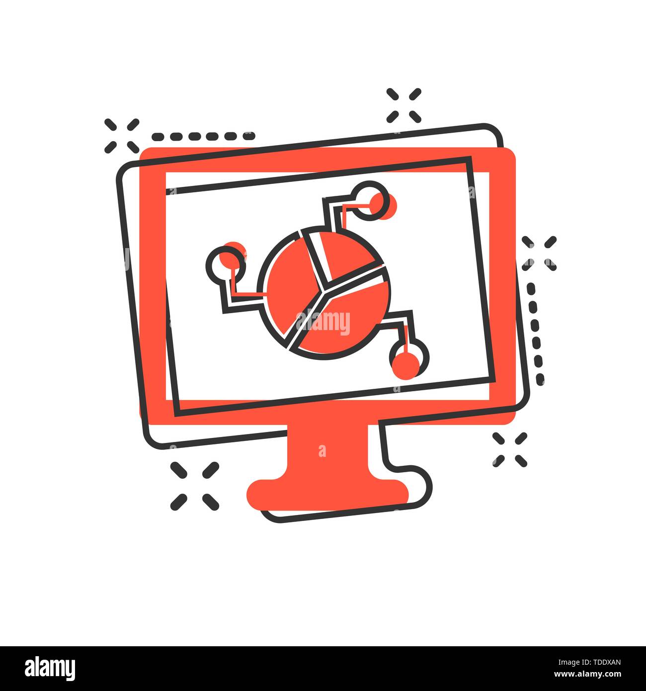 Analytic monitor icon in comic style. Diagram vector cartoon ...