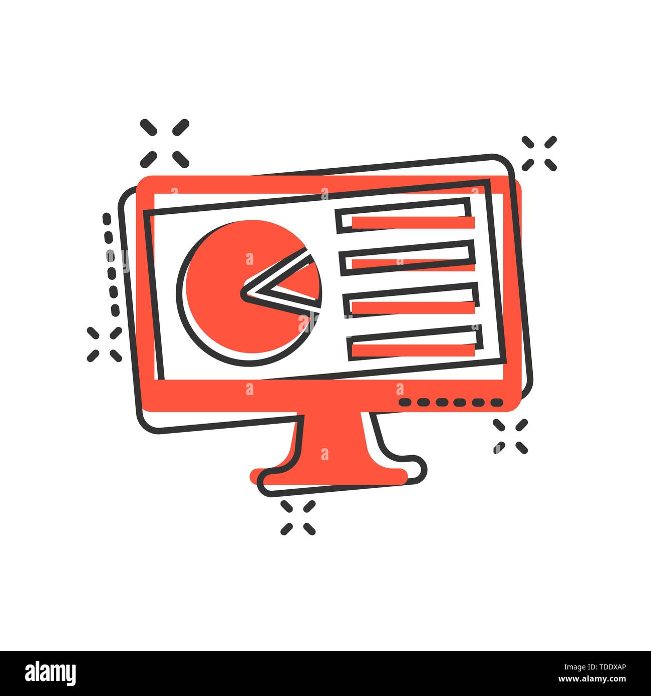 Analytic monitor icon in comic style. Diagram vector cartoon ...