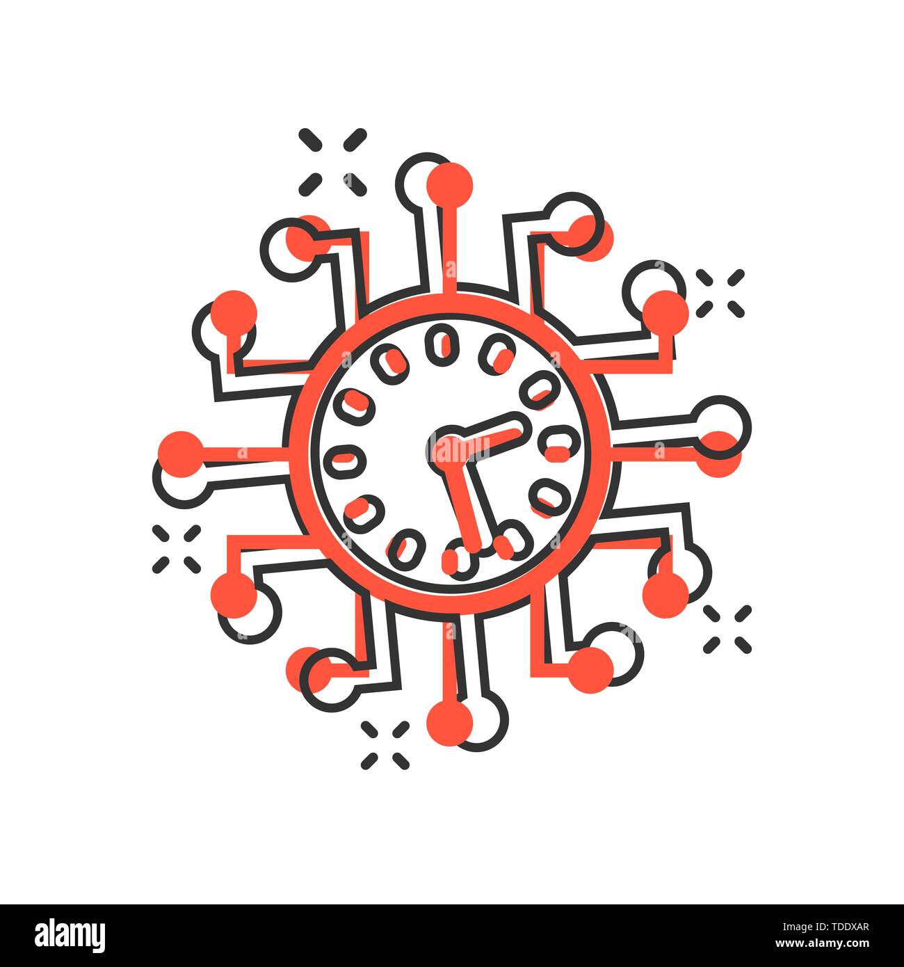 Real time icon in comic style. Clock vector cartoon illustration on ...