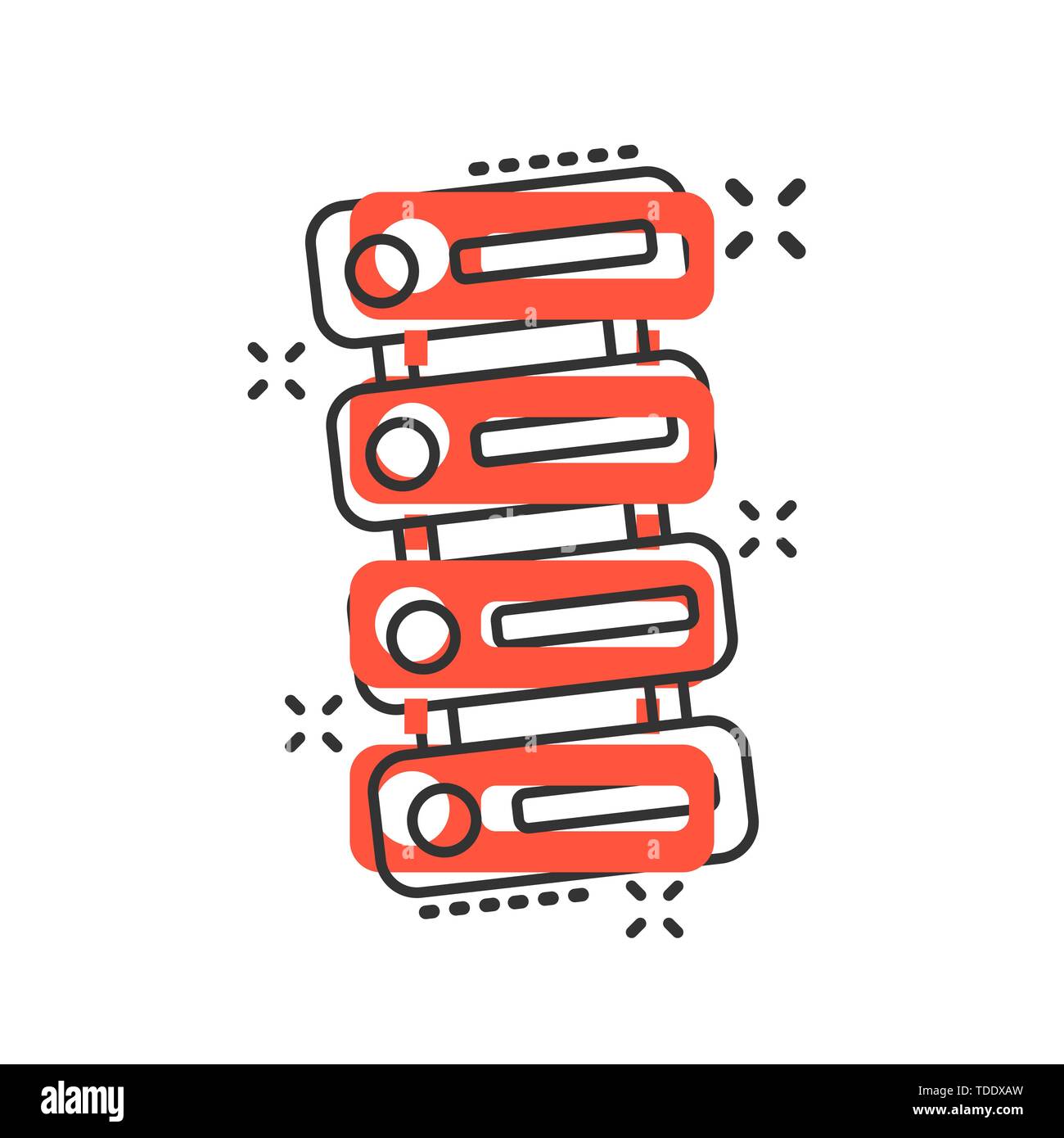 Data center icon in comic style. Server vector cartoon illustration on ...