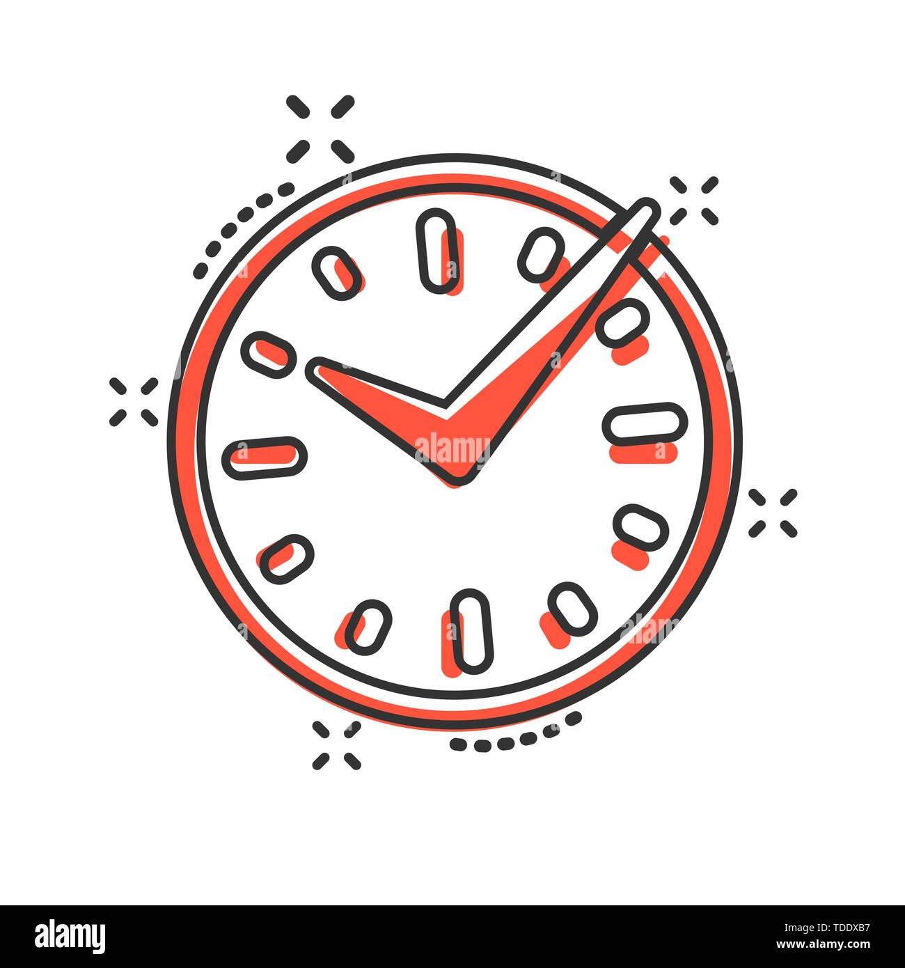 Real time icon in comic style. Clock vector cartoon illustration on ...
