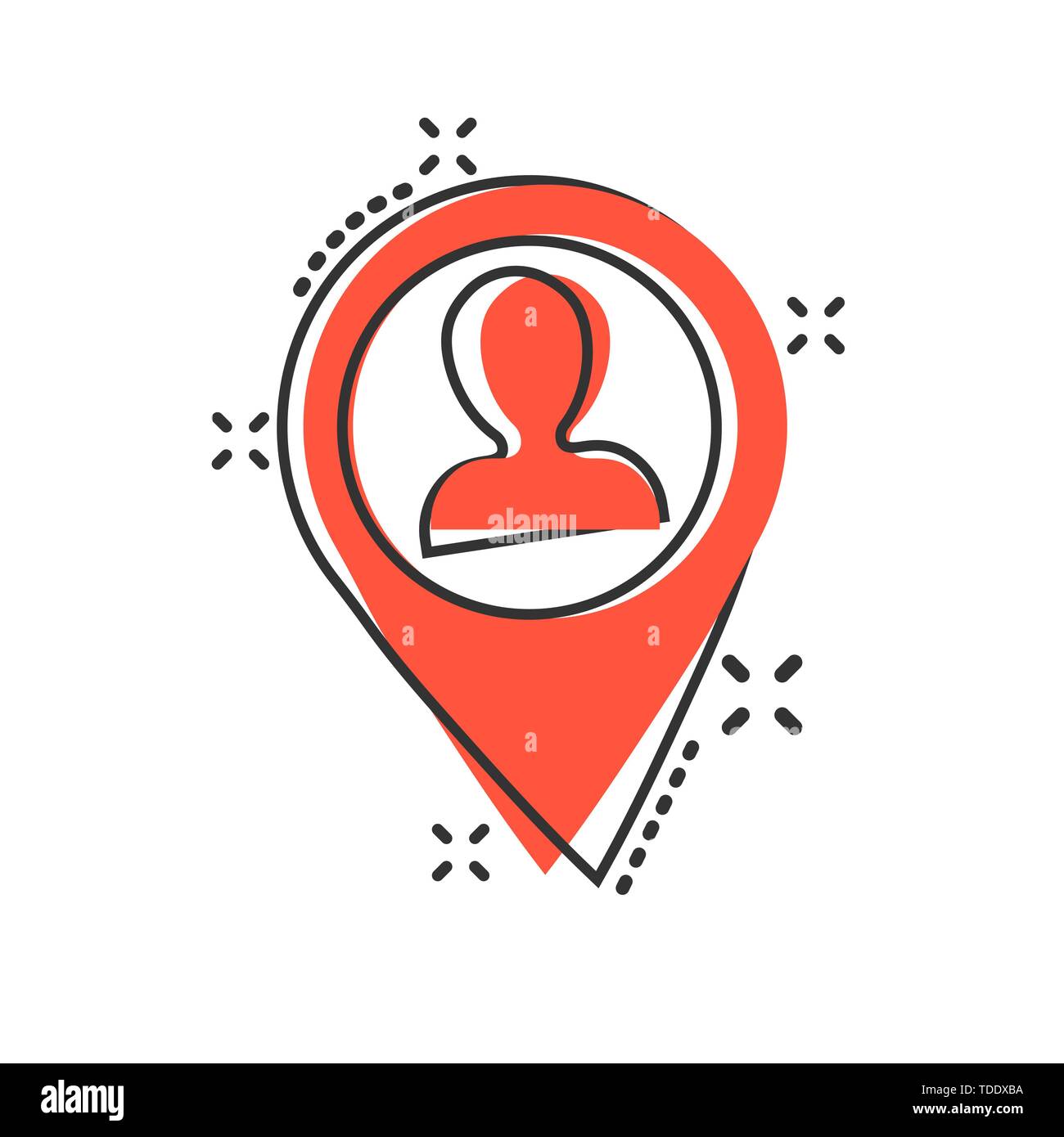 Placement icon in comic style. People pin vector cartoon illustration ...