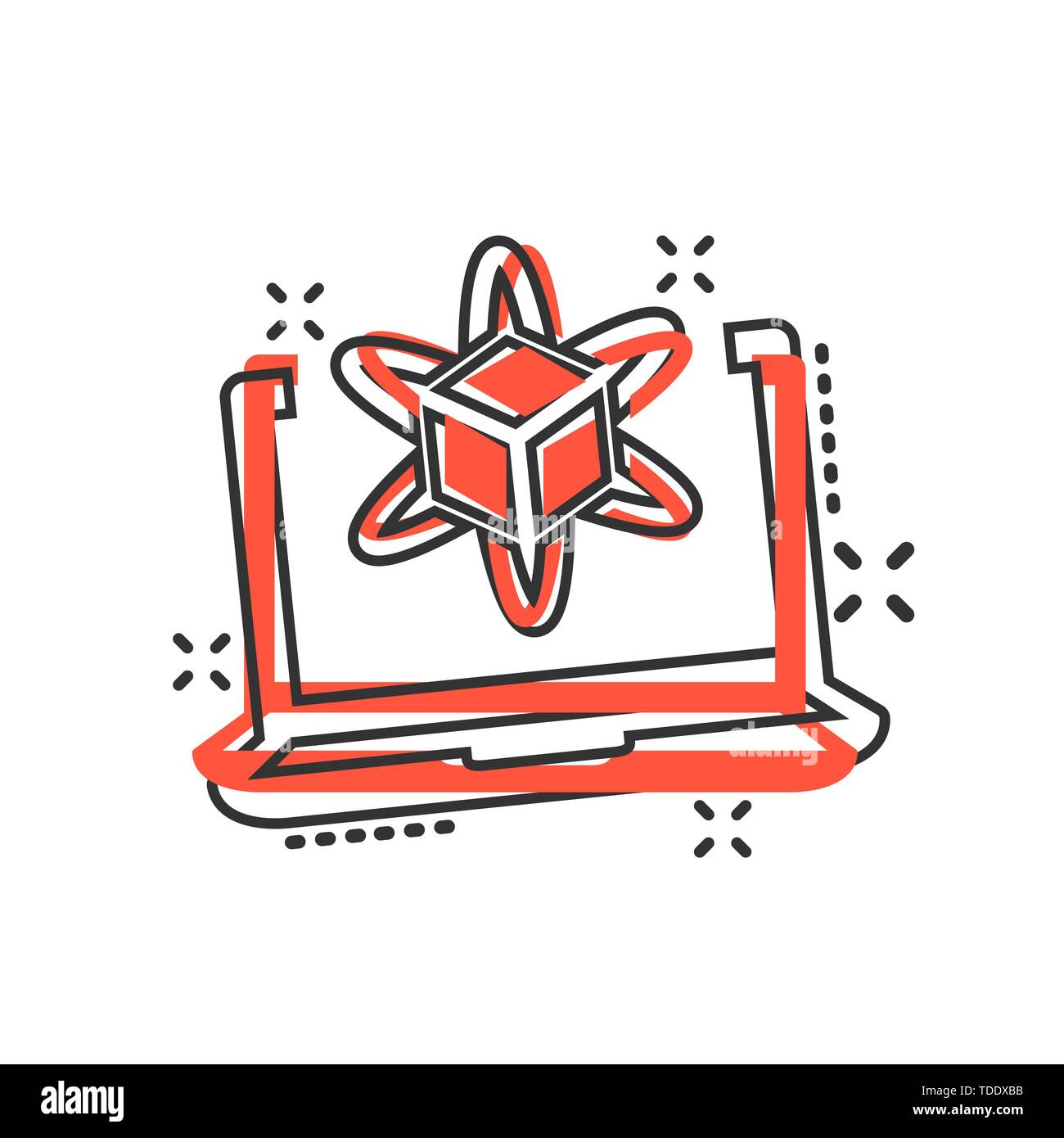 Computer simulation icon in comic style. Vr device vector cartoon ...