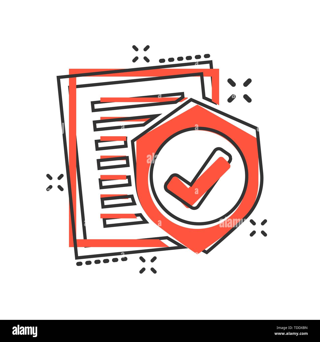 Insurance policy icon in comic style. Report vector cartoon ...