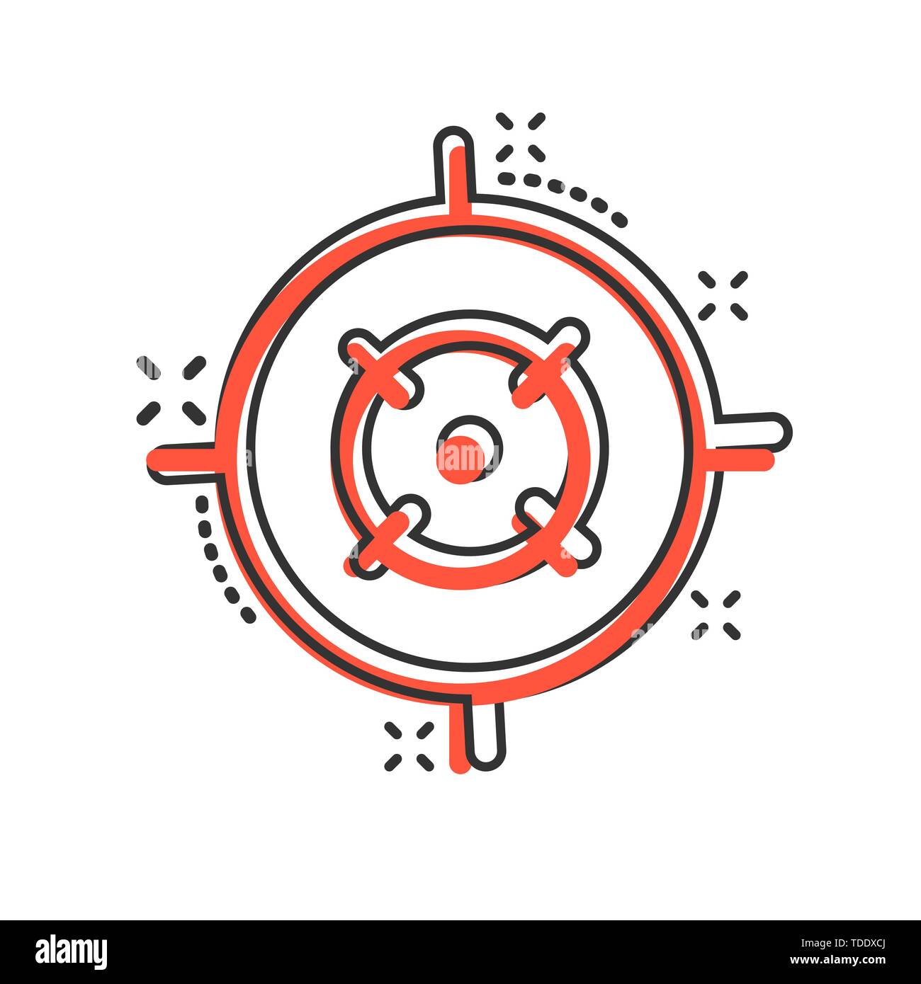 Shooting target vector icon in comic style. Aim sniper symbol cartoon ...