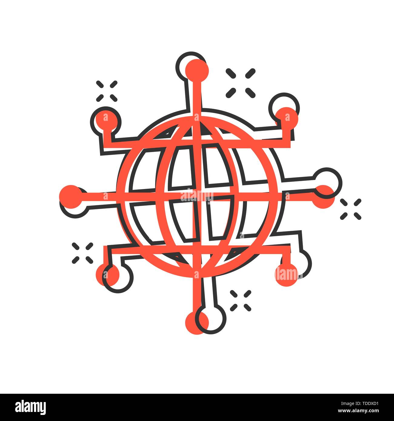 Global network icon in comic style. Cyber world vector cartoon ...