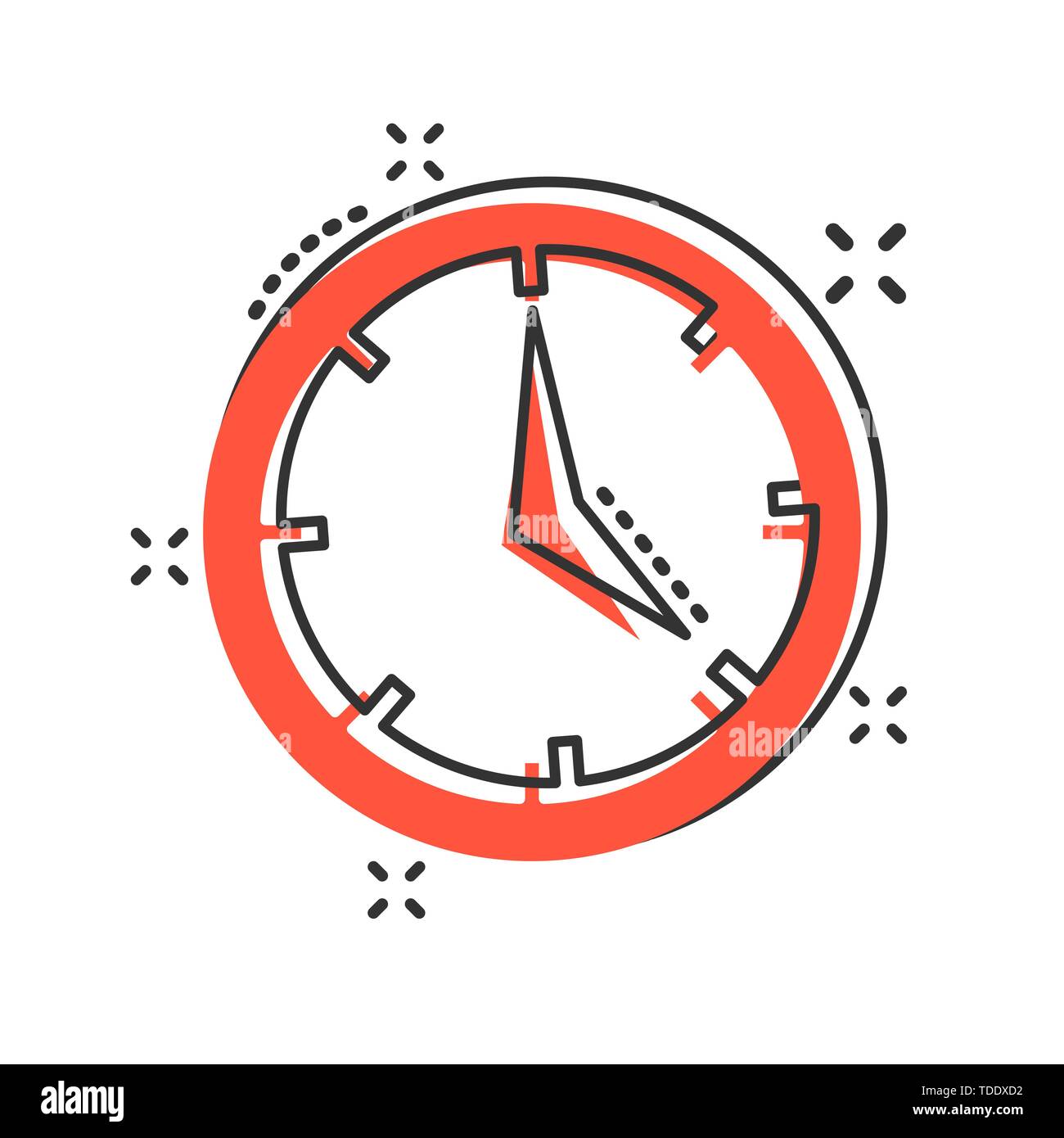 Real time icon in comic style. Clock vector cartoon illustration on ...
