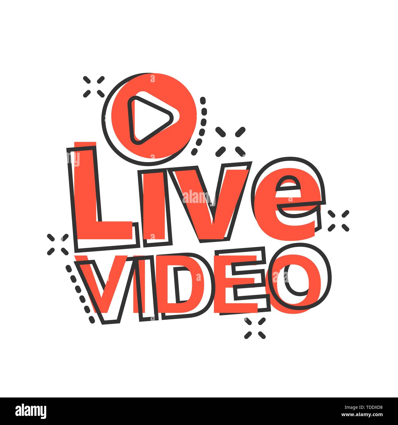 Live video icon in comic style. Streaming tv vector cartoon ...