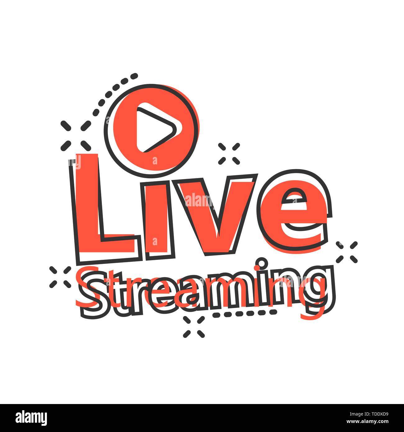 Live video icon in comic style. Streaming tv vector cartoon ...