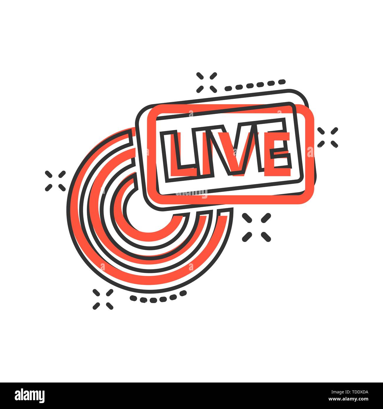 Live broadcast icon in comic style. Antenna vector cartoon illustration ...