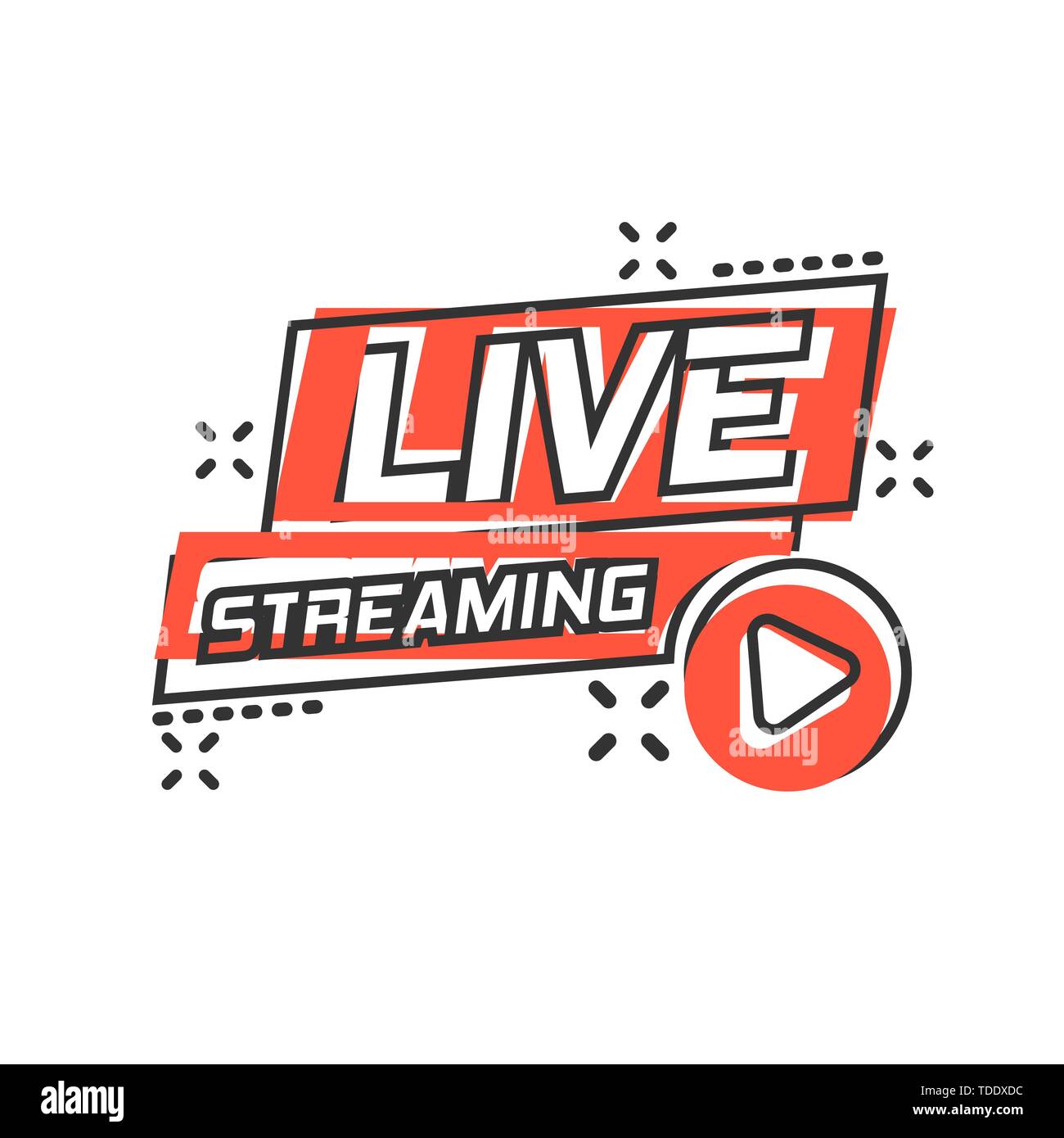 Live video icon in comic style. Streaming tv vector cartoon ...