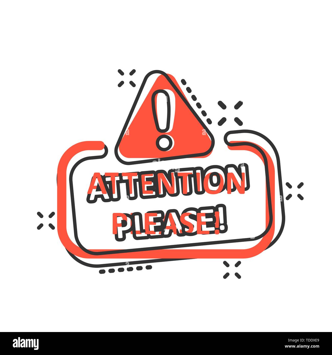 Attention please sign icon in comic style. Warning information vector ...