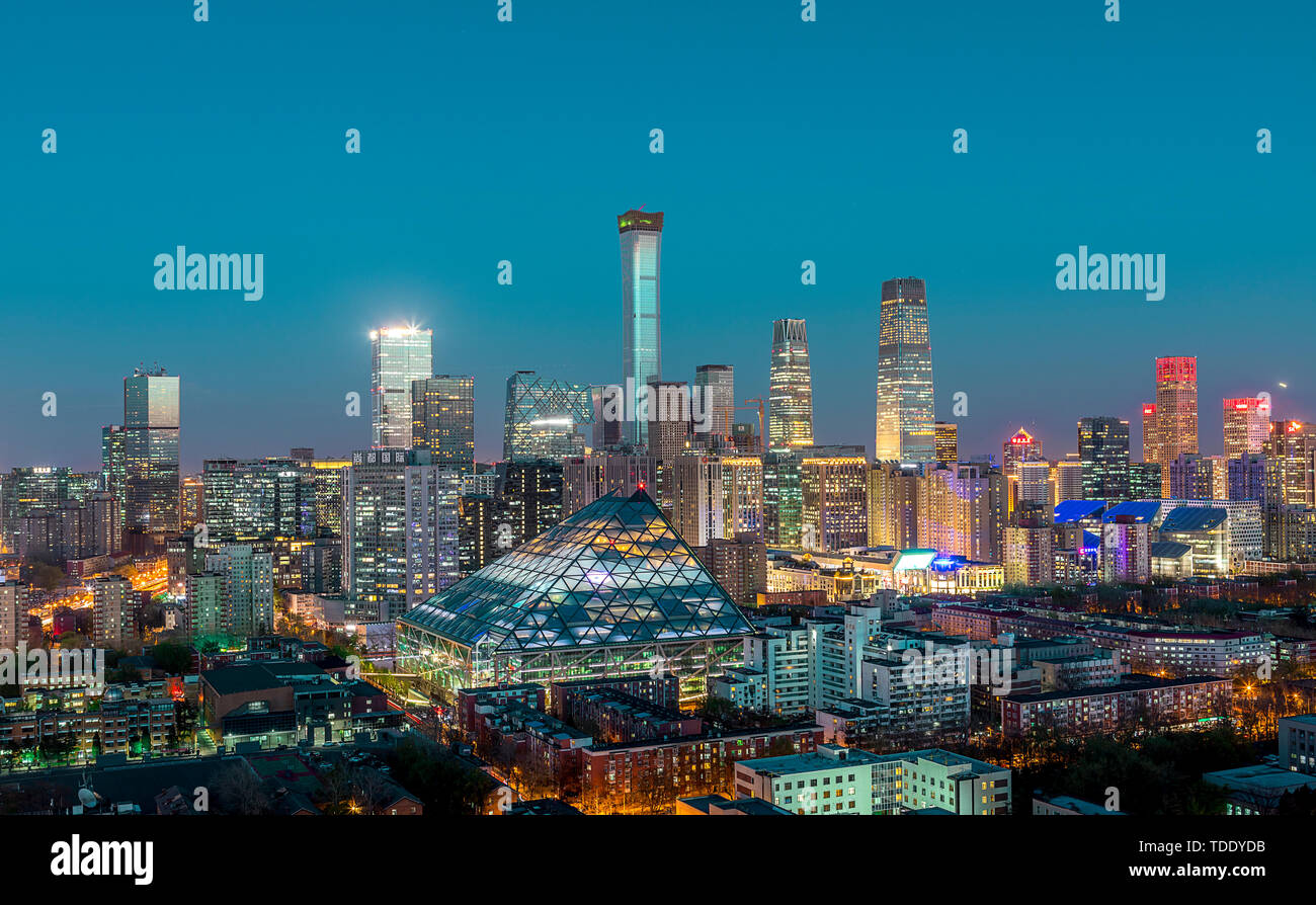 Night view of Beijing CBD Center Stock Photo - Alamy