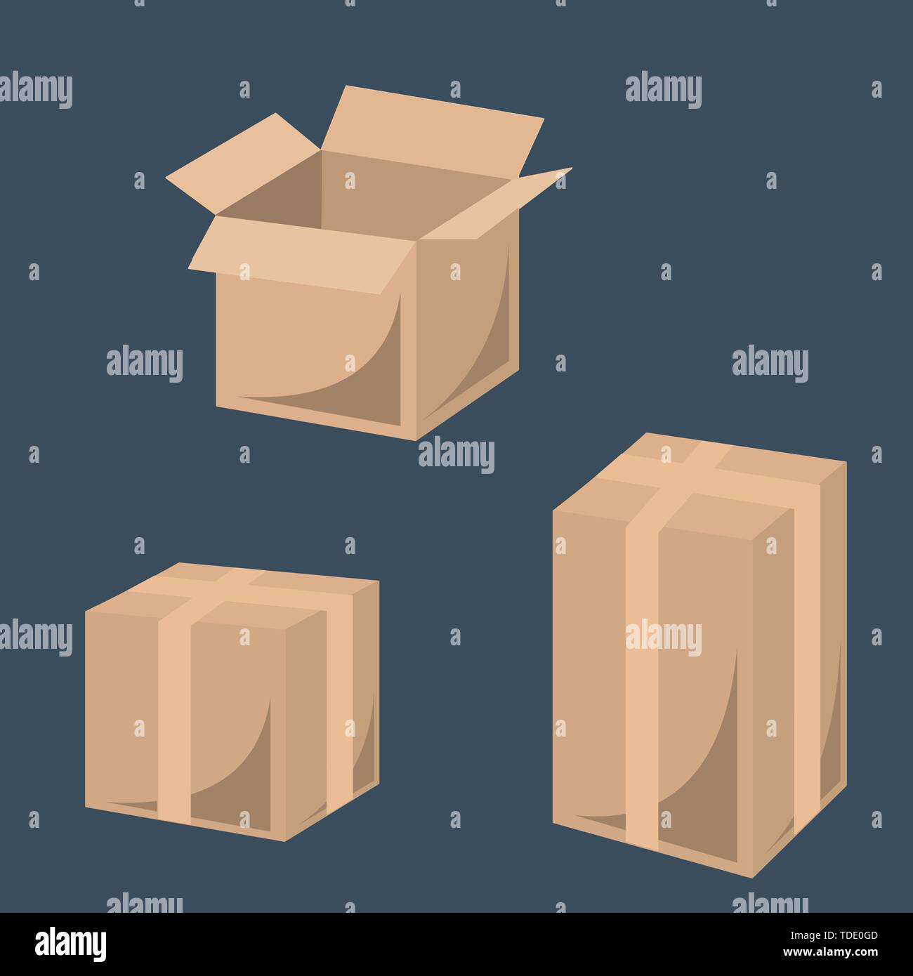 Cardboard box vector illustration set Stock Vector Image & Art - Alamy