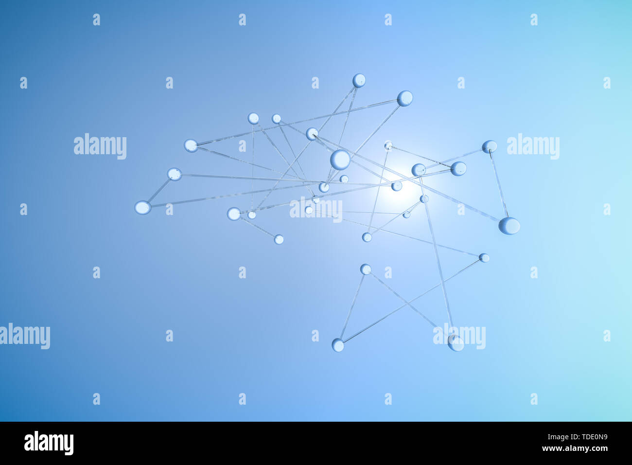 Circular nodes and line structures, three-dimensional rendering Stock ...