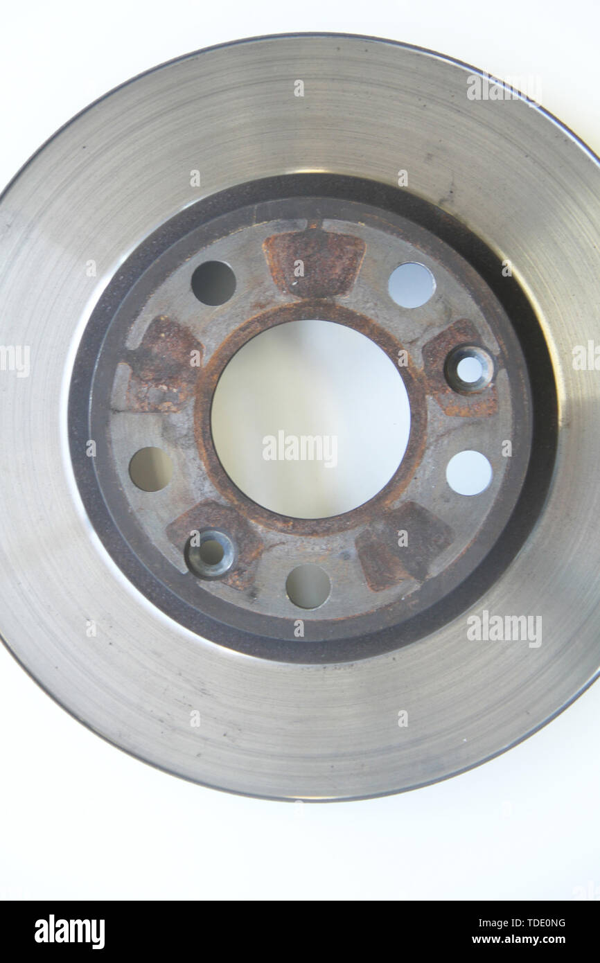 One old car brake disc isolated on white background, São Paulo, Brazil ...