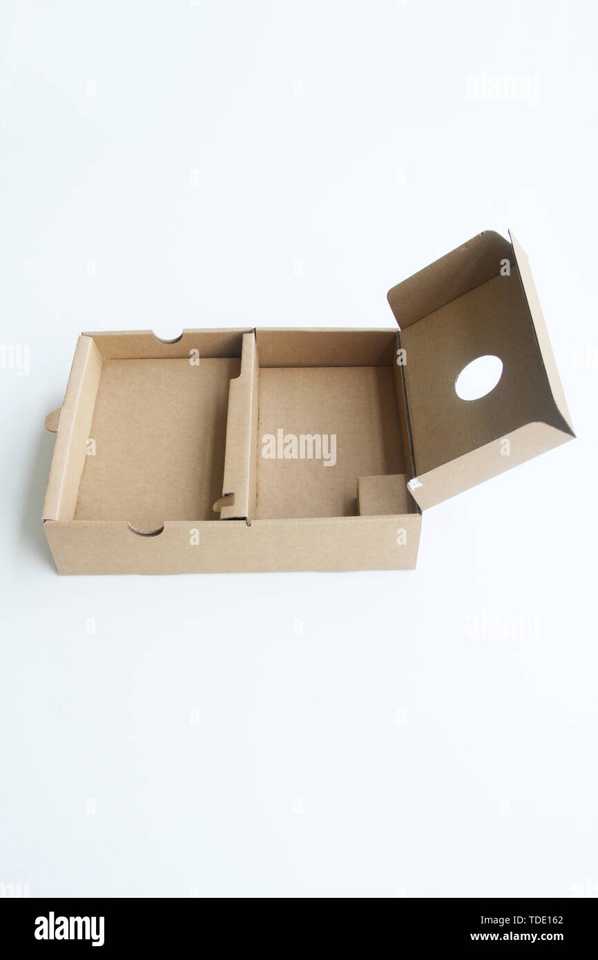 Isolated open cardboard box packing in white background, São Paulo ...