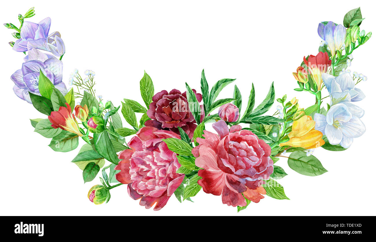 Hand drawnflower border. Design element for wedding invitations, cards ...