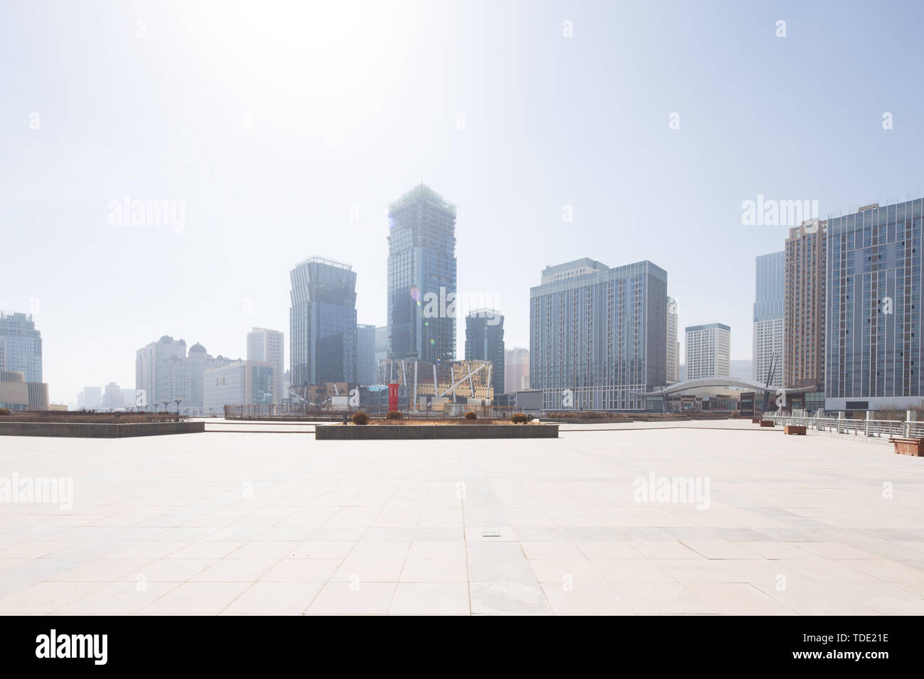 empty floor with modern cityscape and skyline Stock Photo - Alamy