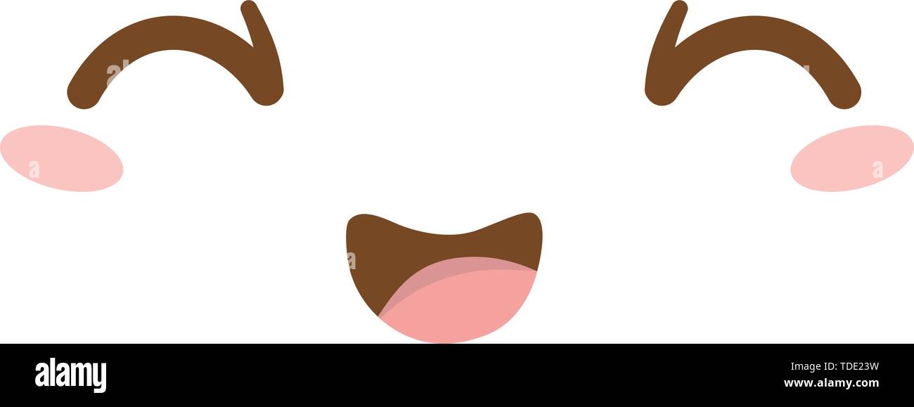 kawaii face expression emoticon face smile cartoon vector illustration ...