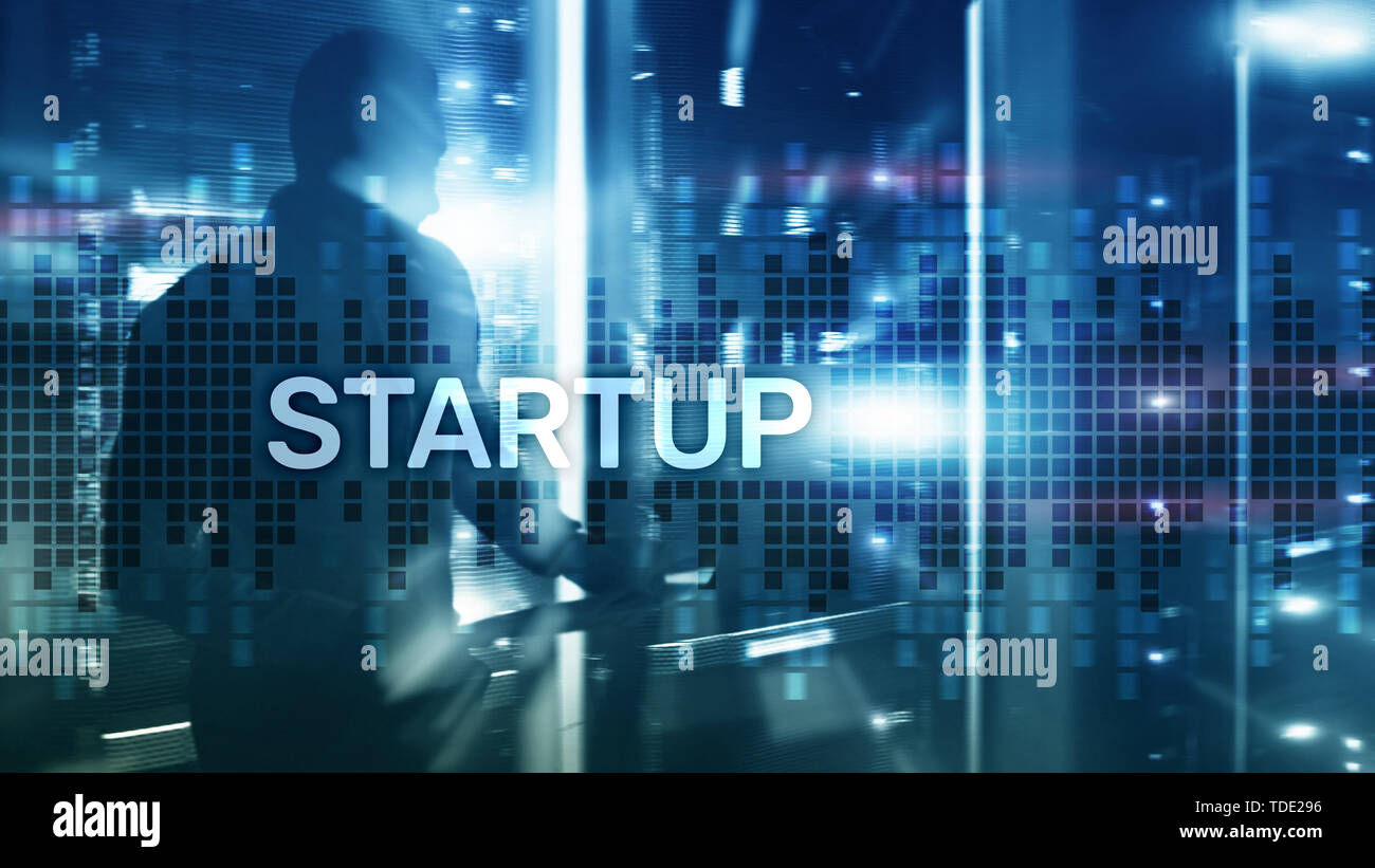 Startup concept with double exposure diagrams blurred background Stock ...