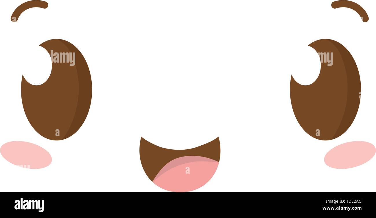 kawaii face expression emoticon face smile cartoon vector illustration ...