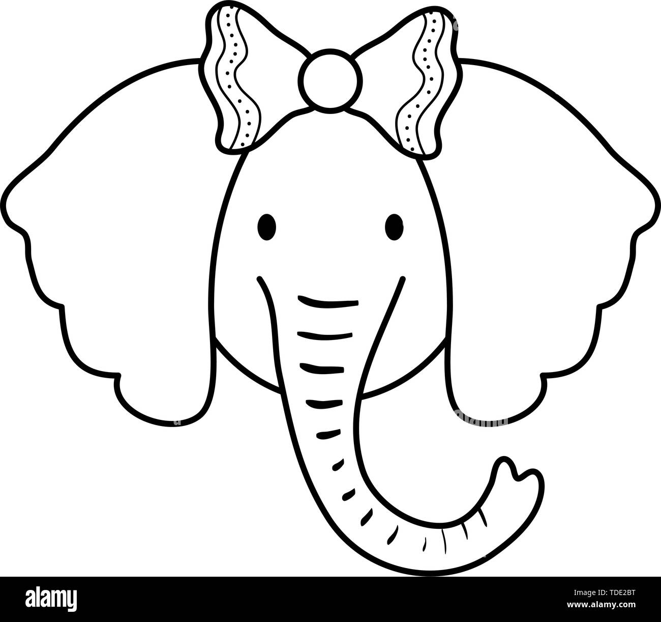 cute female elephant childish character vector illustration design ...