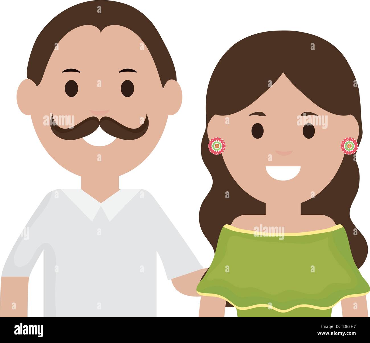 traditional mexicans couple characters vector illustration design Stock ...